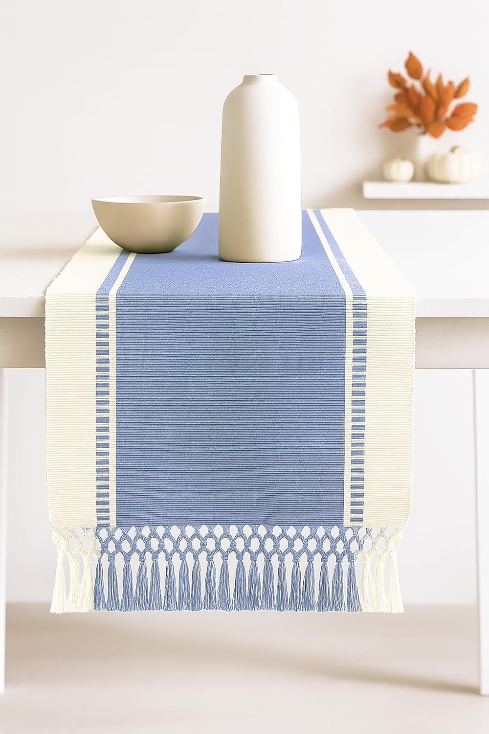 **table runner - wide with dobby stripe, heavy ribbed weave & double ...