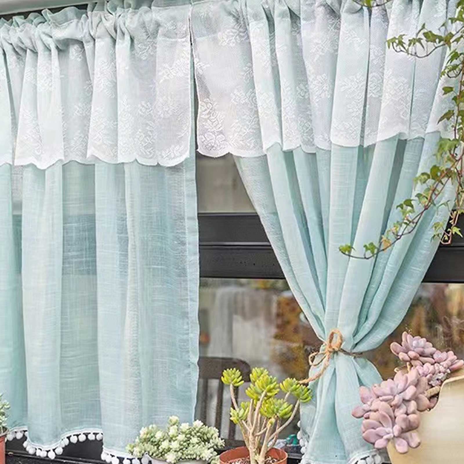 taicans 1 Panel Light Green Valance for Windows,Faux Linen Lace Semi ...