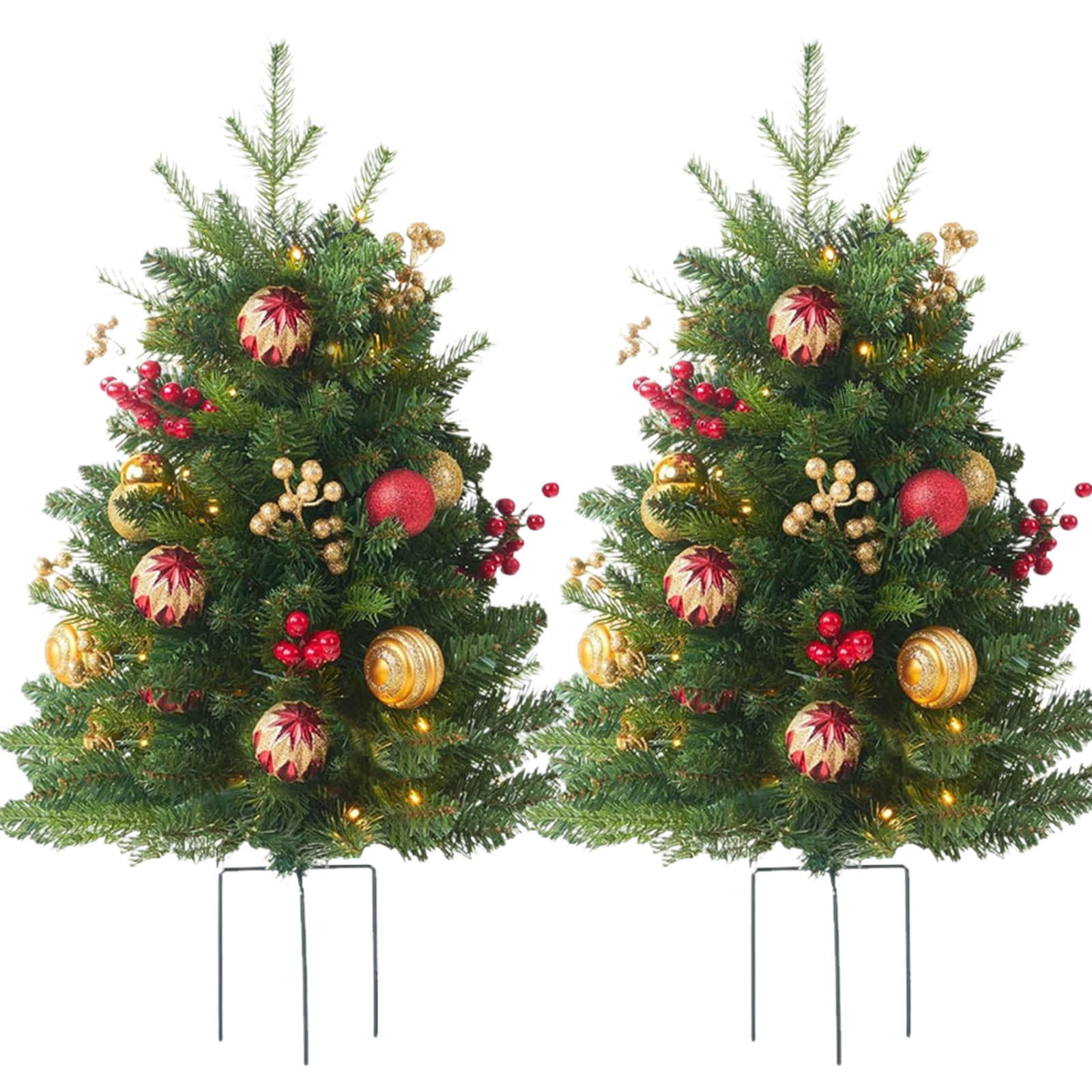 Taicans 2PCS Pre-Lit Pathway Christmas Trees Urn Filler Outdoor ...