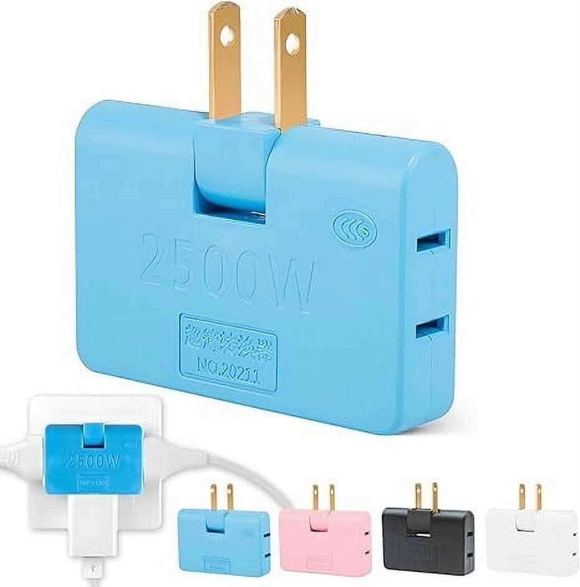 Taicans 3 Way Flat Wall Plug Outlet Extender,2 Prong Rotatable Socket ...