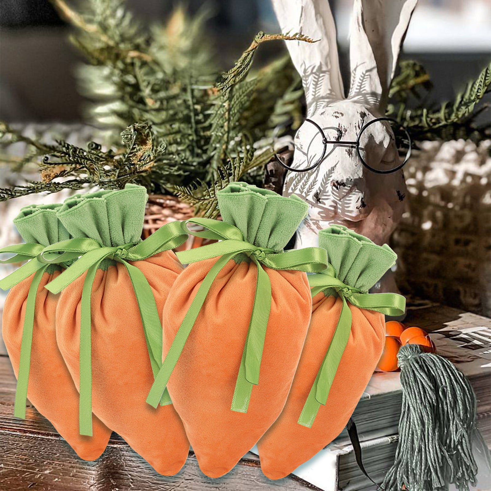 taicans 4PCS Easter Carrot Drawstring Bags,Easter Gift Bags,Easter ...