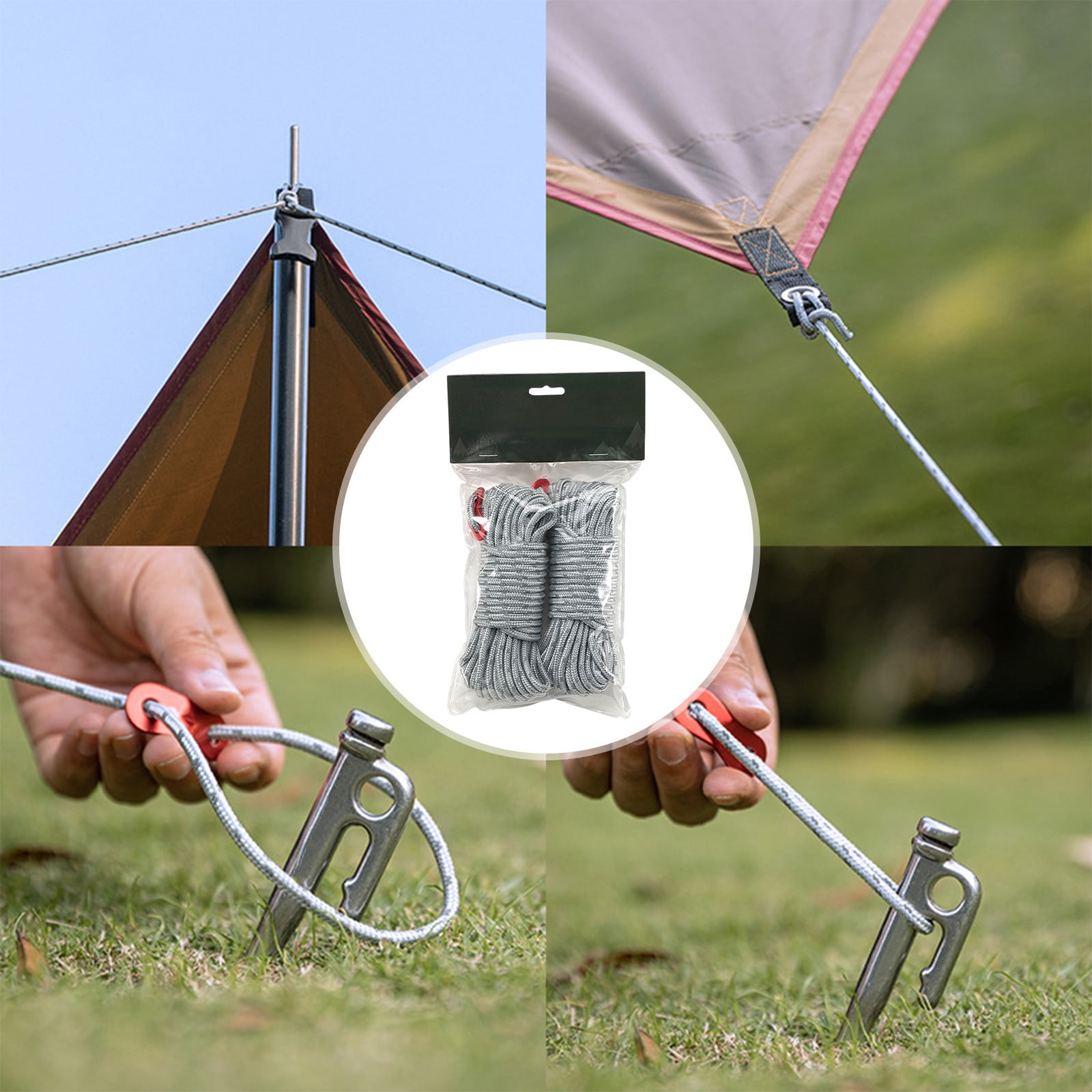 taicans 4mm Reflective Guyline Camping Tent Tarp Rope,Fluorescent ...