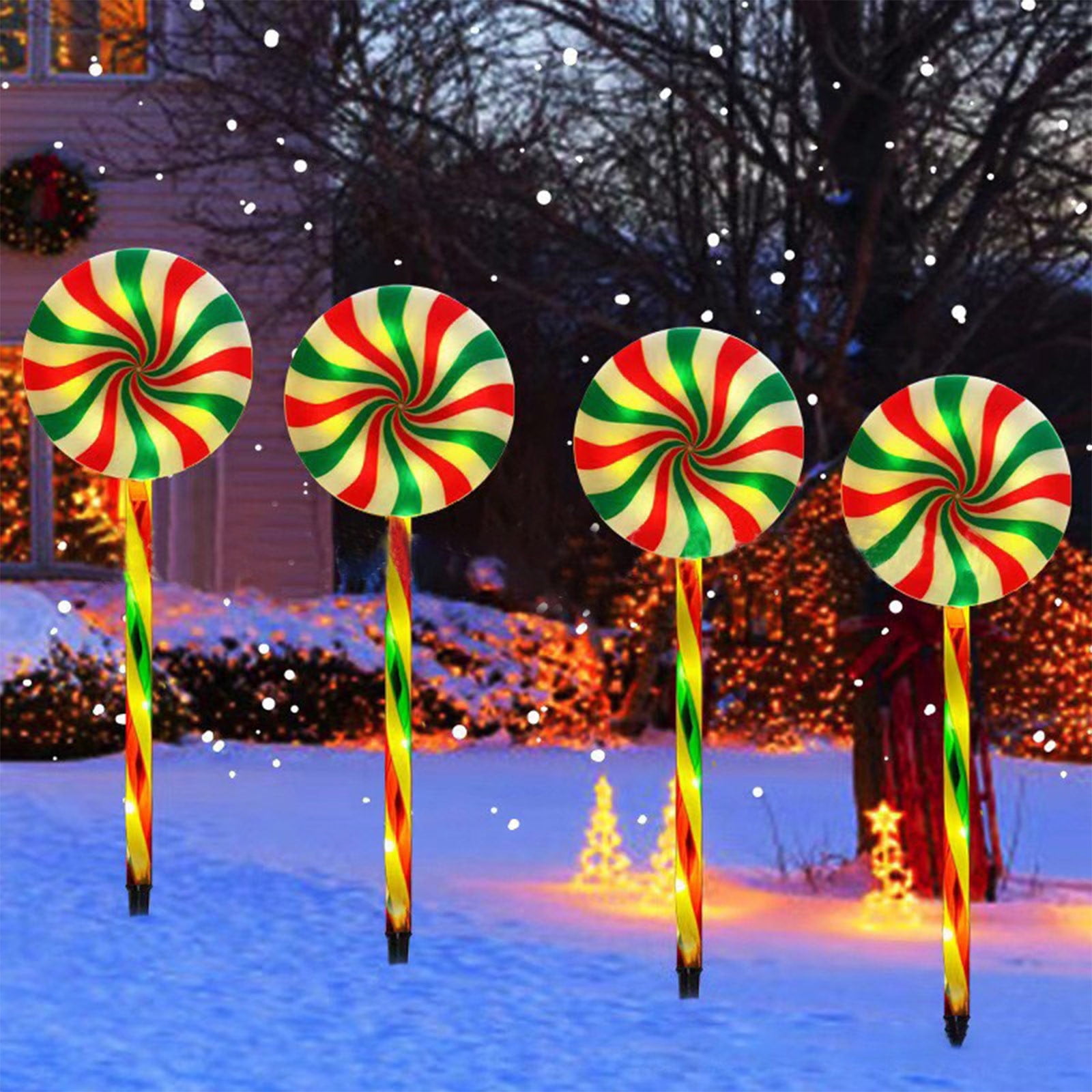 taicans 5 Pack Christmas Lollipop Pathway Lights Outdoor Solar Candy ...