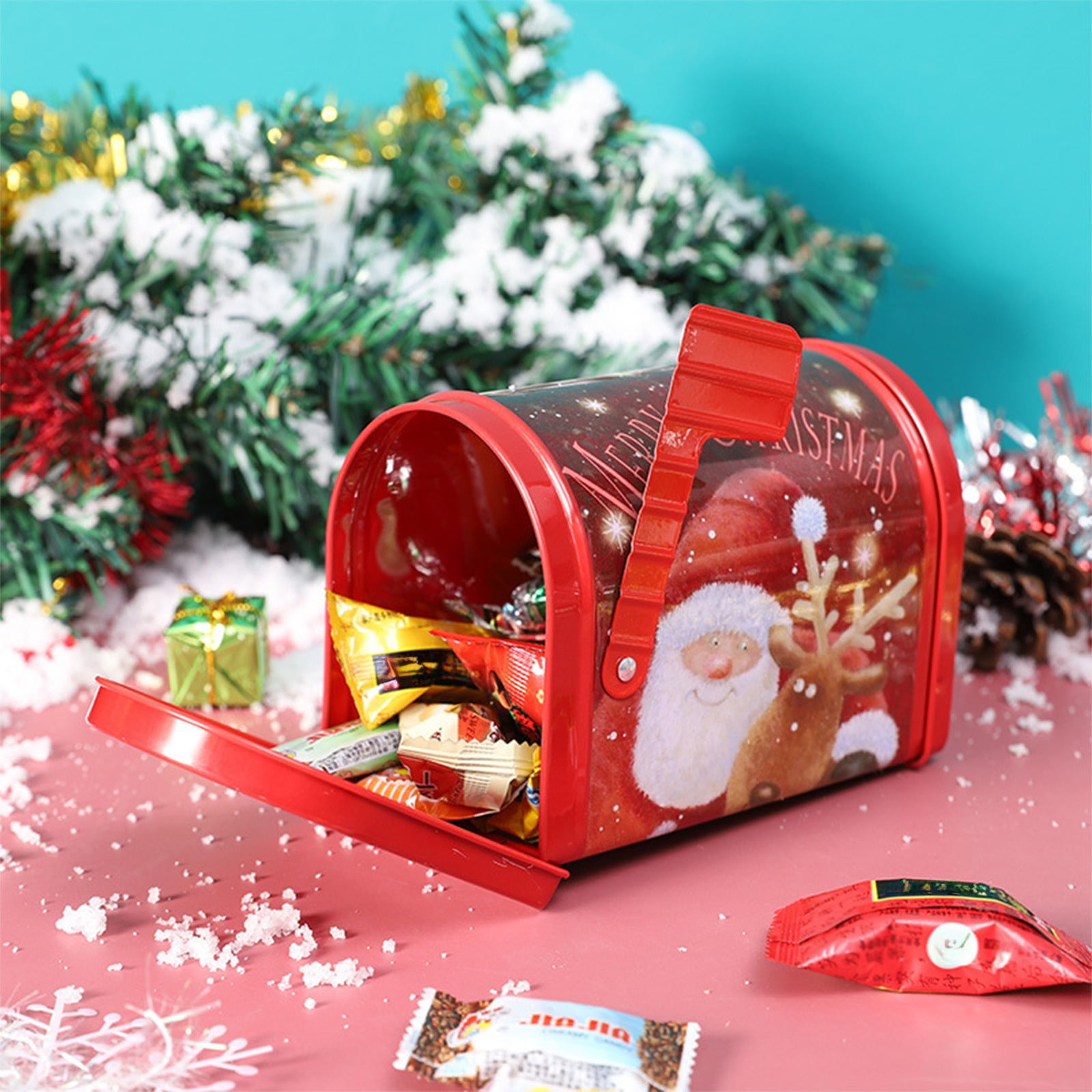 taicans Christmas Tinplate Mailbox Small Decorative Tin Mailbox Metal ...