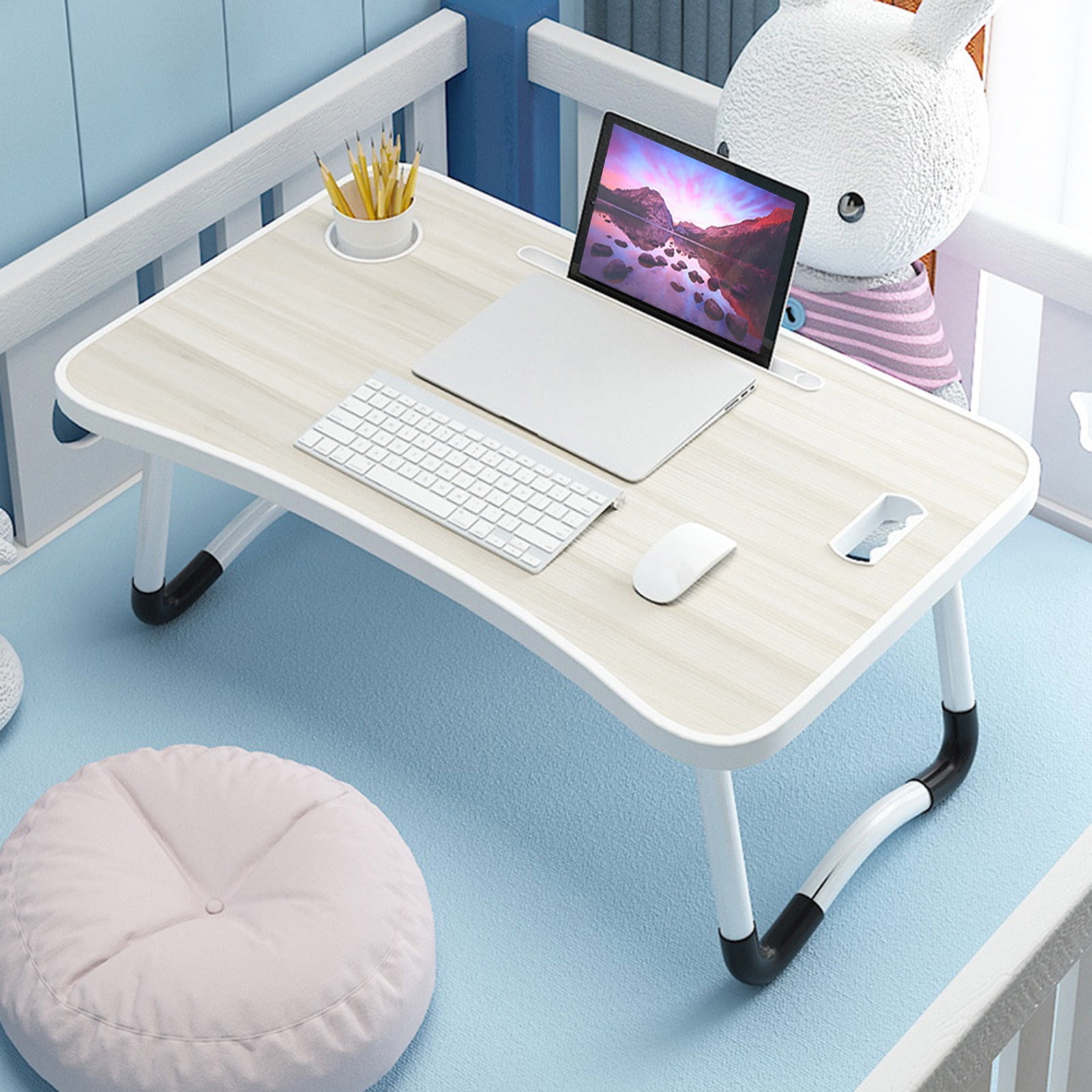 taicans Foldable Lap Desk,23.6" Tv Tray,Laptop Bed Table with Pad Slots ...