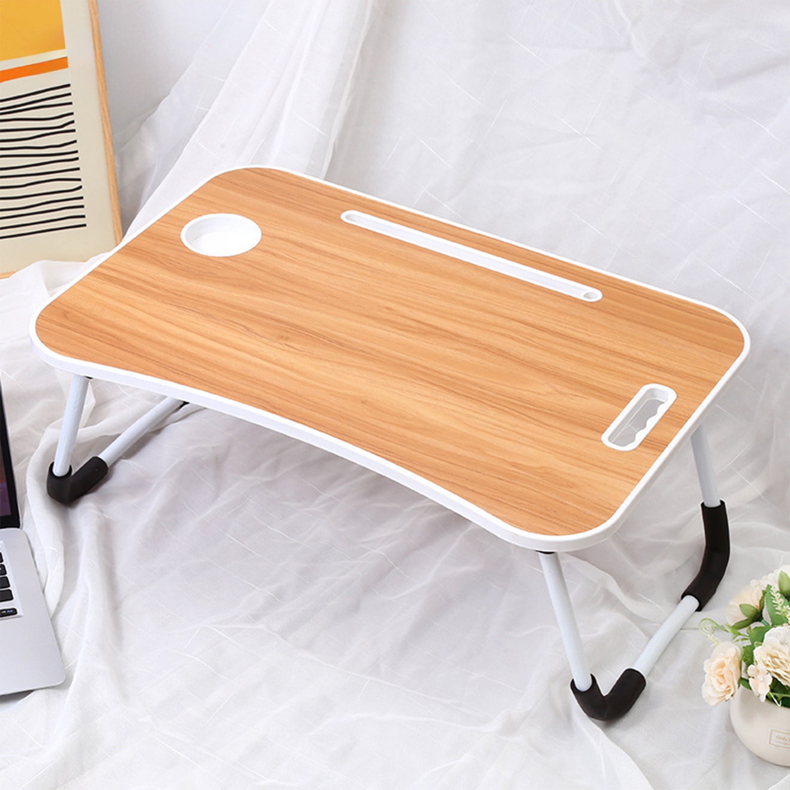 taicans Foldable Lap Desk,23.6" Tv Tray,Laptop Bed Table with Pad Slots ...