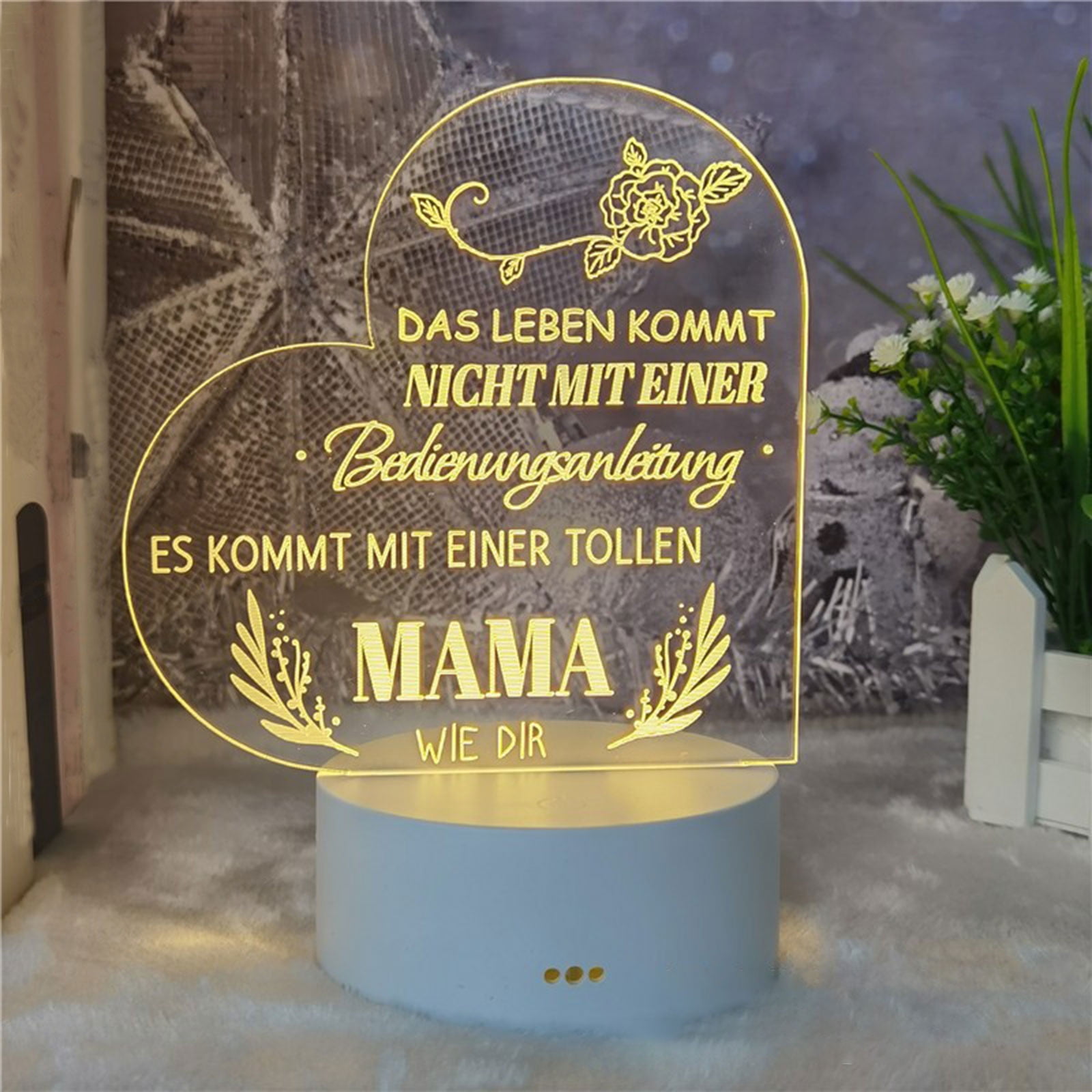 Taicans Gifts for Mom-LED Engraved Night Light,Acrylic Carved Night ...