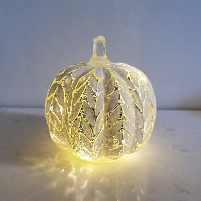 Taicans Glass LED Pumpkins Light with Timer for Halloween Pumpkin ...