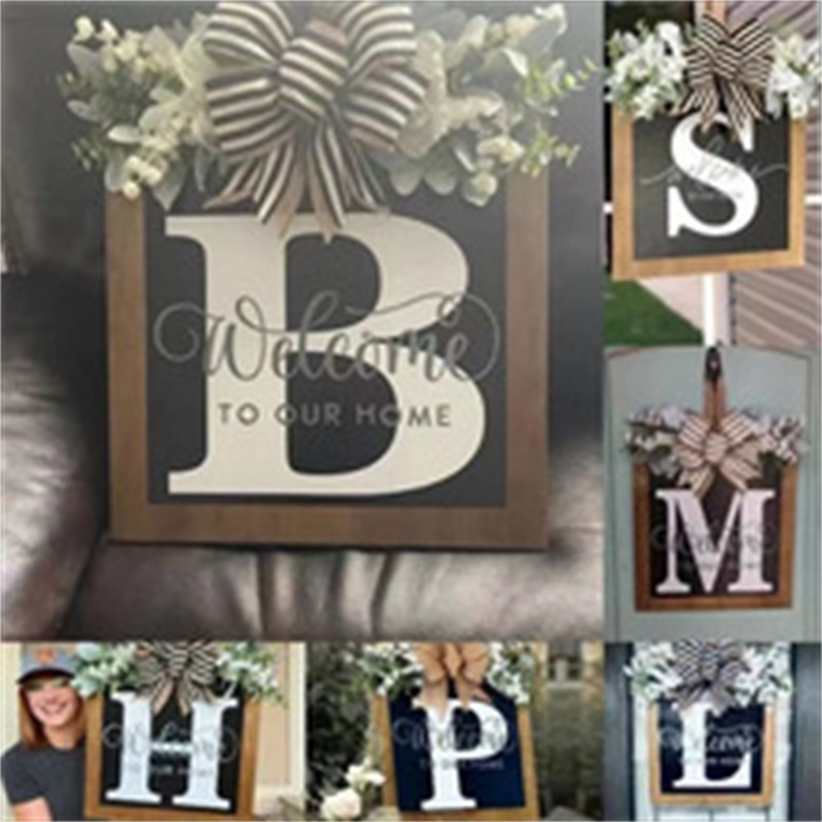 taicans Last Name Year Round Front Door Wreath,Last Name Welcome Sign ...