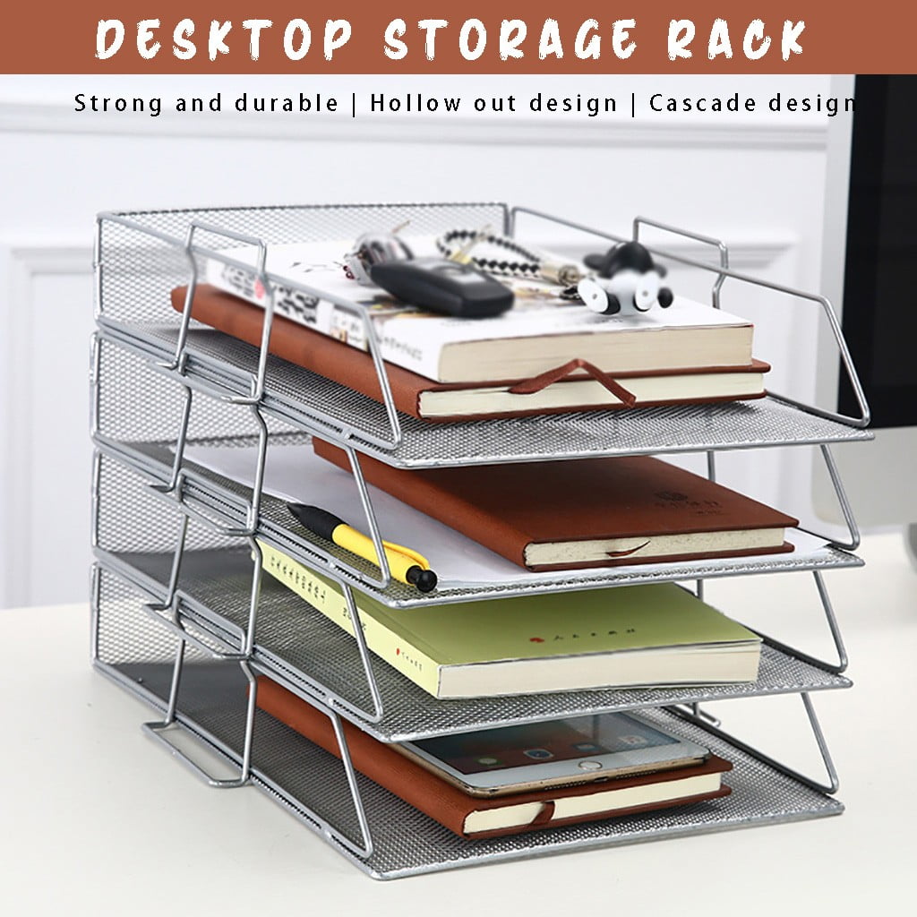 taicans Letter Trays,4-Tier Black Paper Sorters Stackable,Metal Mesh ...