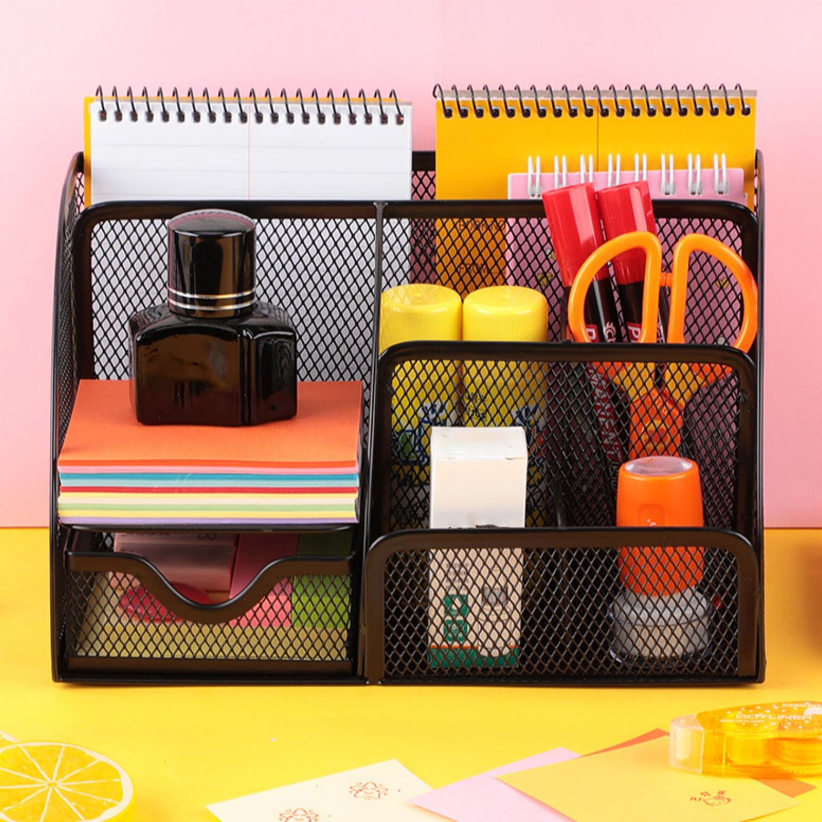 taicans Mesh Pen Holder and Organizer,Mesh Desk Organizer with Drawer ...