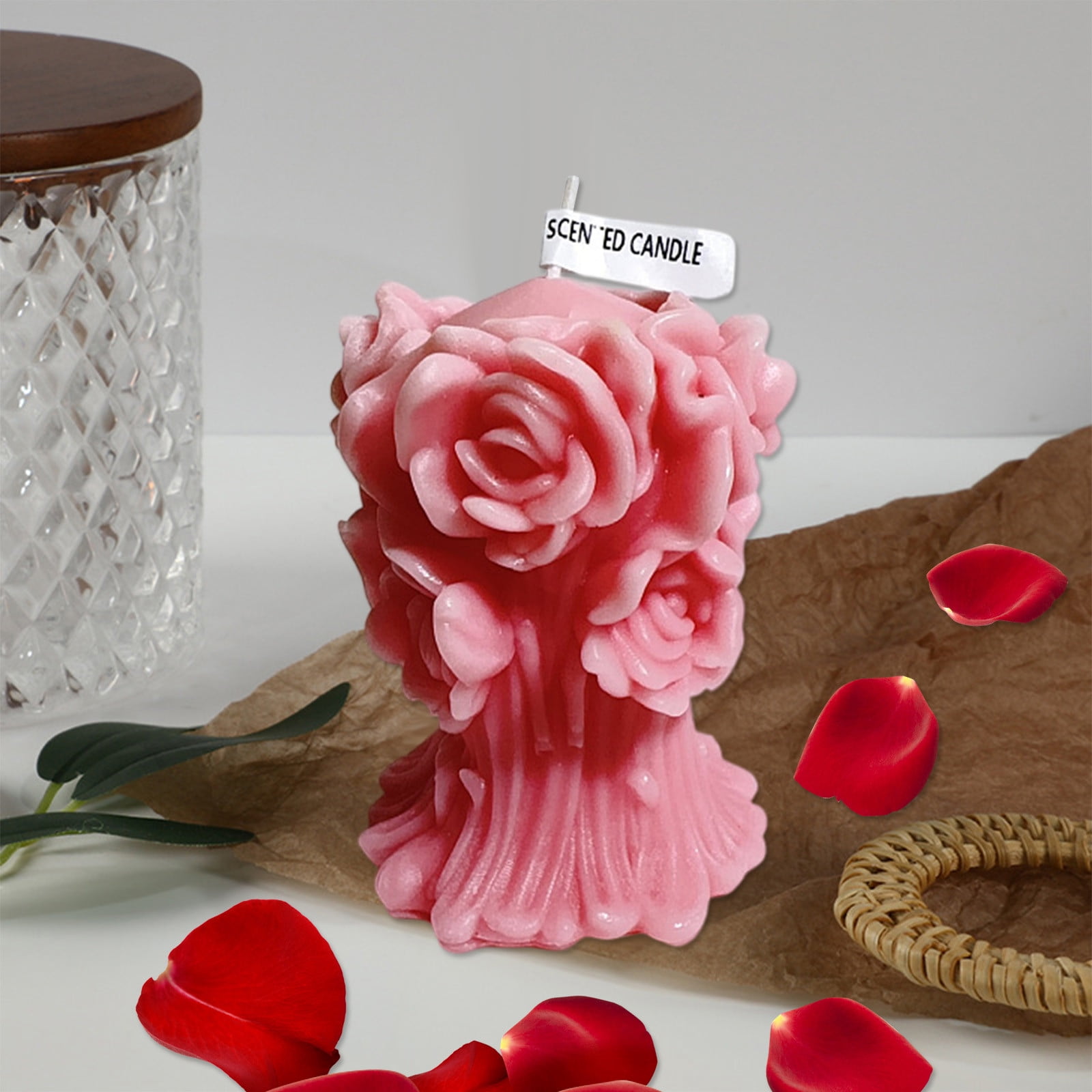 taicans Scented Candle 3D Relief Rose Bouquet Aromatherapy Candle ...