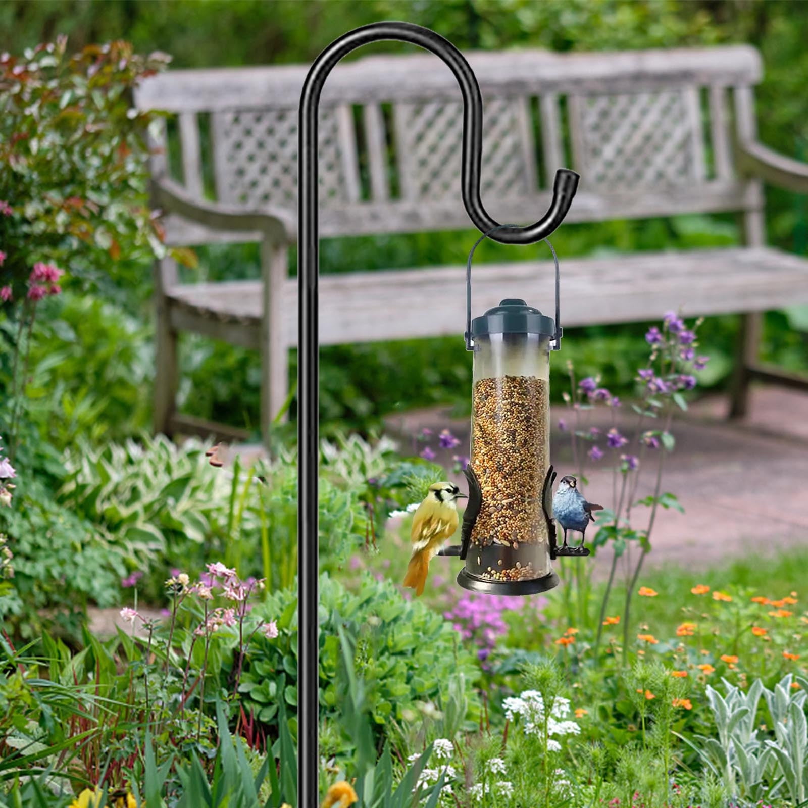 taicans Shepherd Hooks for Outdoor,62 inch Bird Feeder Pole with 5 ...