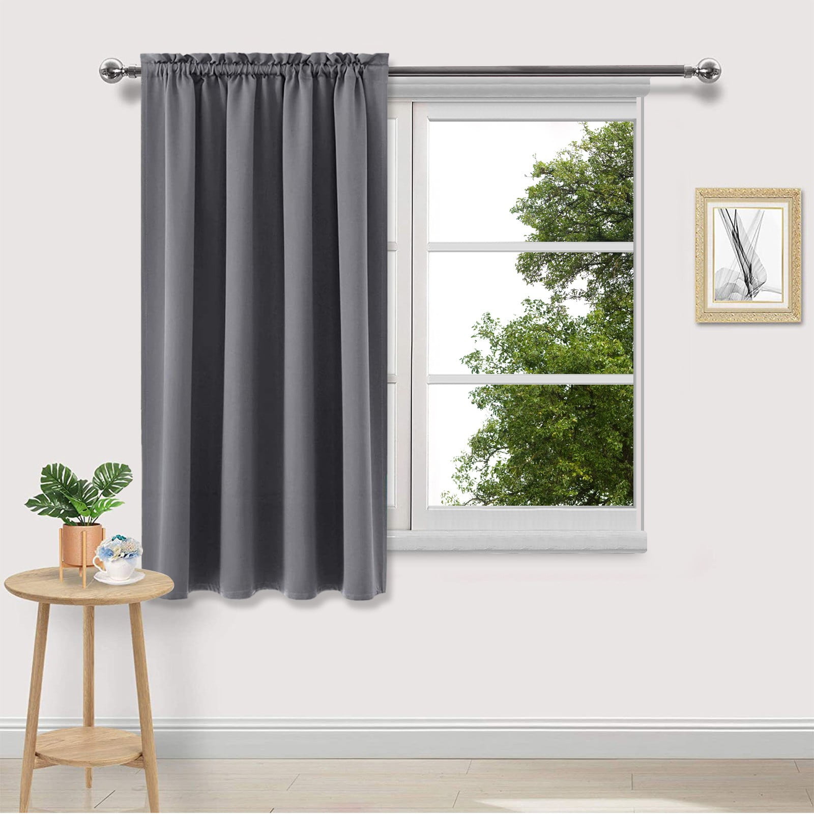 taicans Short Blackout Curtains,Solid Blackout Curtain,Short Curtains Gray Half Window Curtains ...