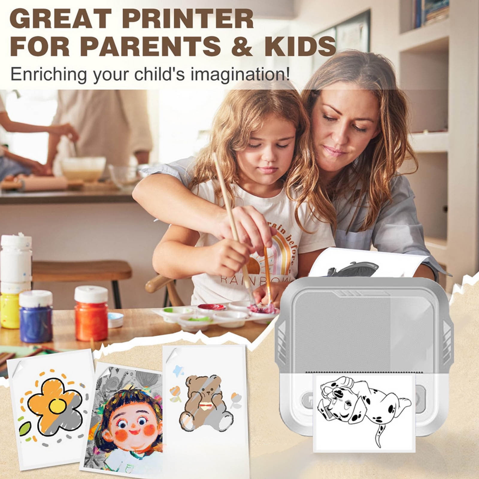 taicans Thermal Mini Printer Portable Thermal Printer Inkless Sticker ...