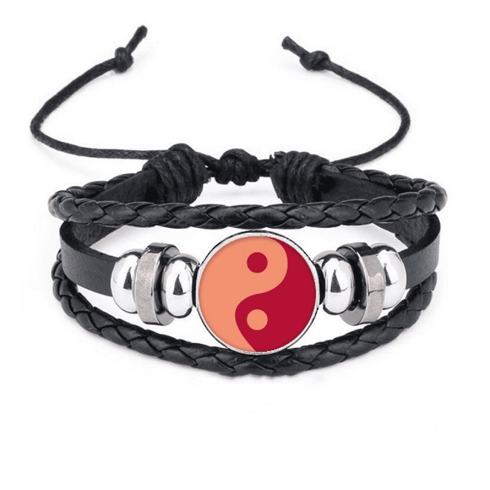 taiji eight diagrams yin-yang pattern bracelet braided leather woven ...