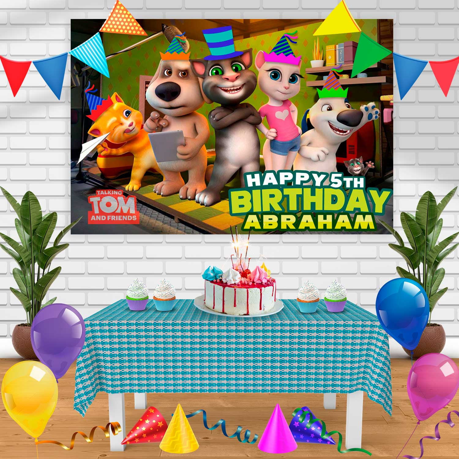 Personalized Talking Tom & Friends Happy Birthday Banner, 60x44in Party ...