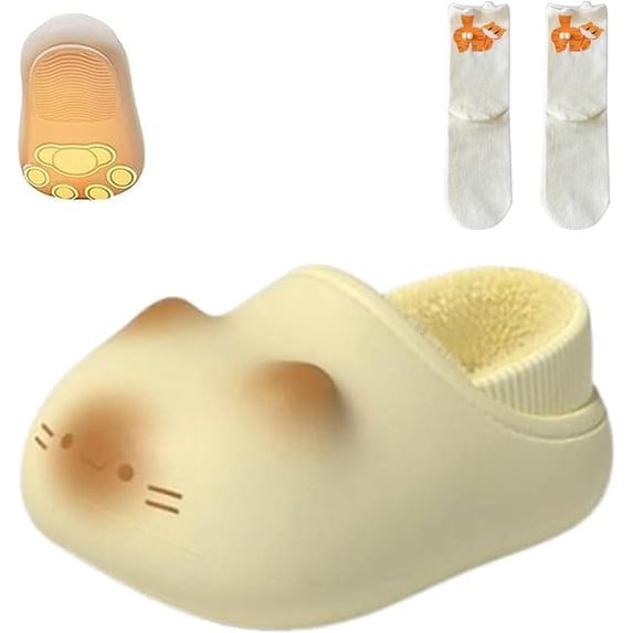 tangyin Cat Paw Print Shoe, Cute Fluffy Plush Animal Ultra-Thick ...