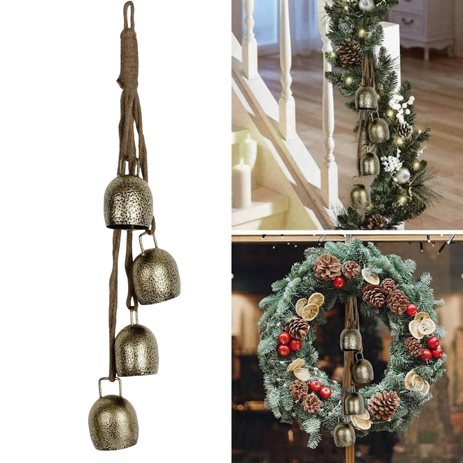 tangyuanzzz 4Pcs Christmas Hanging Bells Vintage Rustic Bell Chimes ...