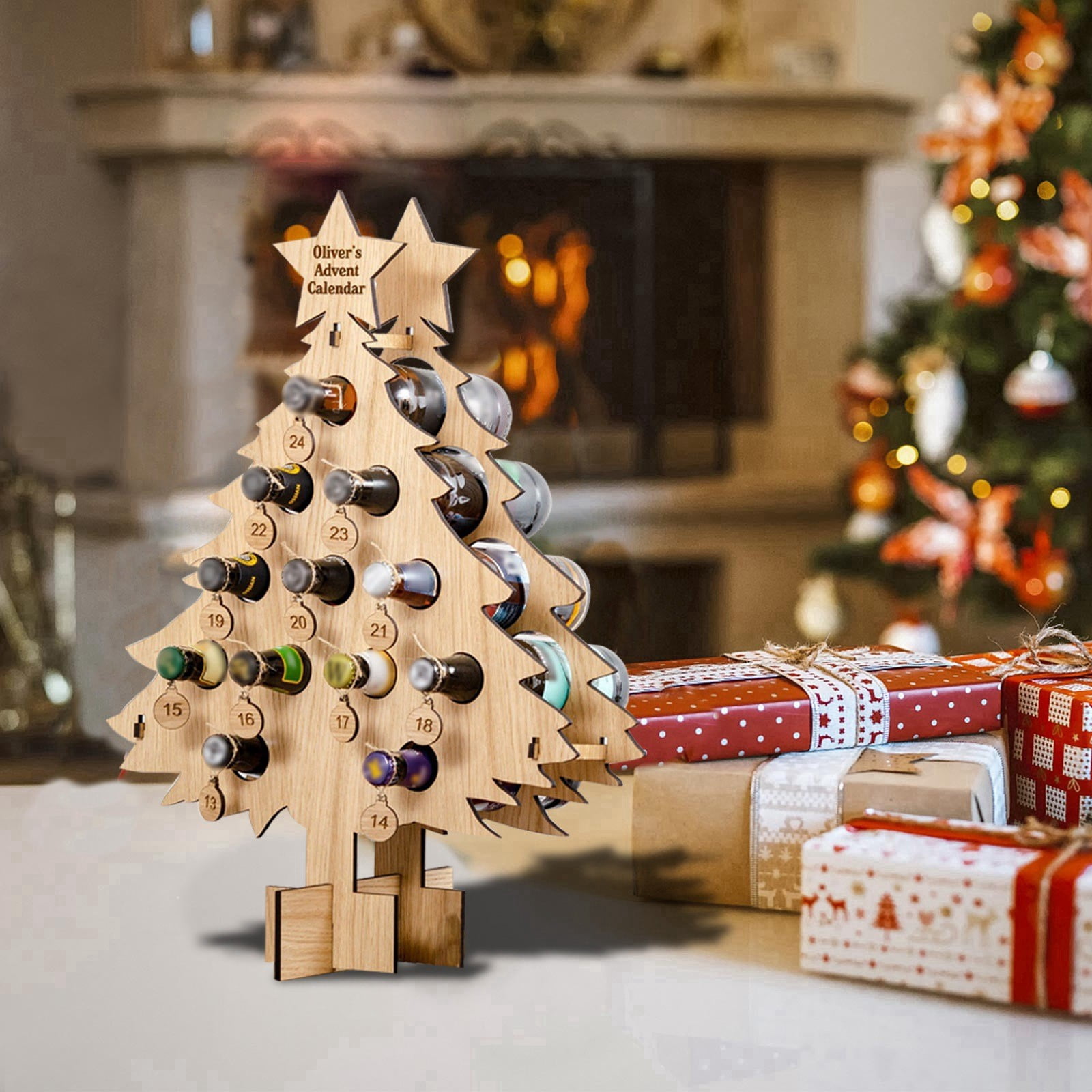 tangyuanzzz Christmas Stand Wooden Mini Christmas Tree Advent Calendar ...