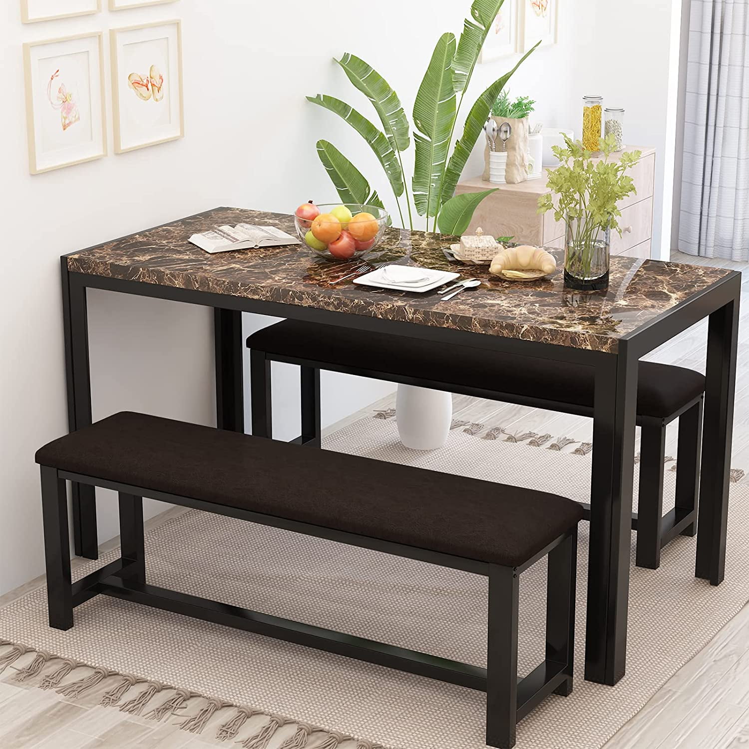 tantohom Breakfast Nook Table Set,Kitchen Dining Table with Bench for 4 ...