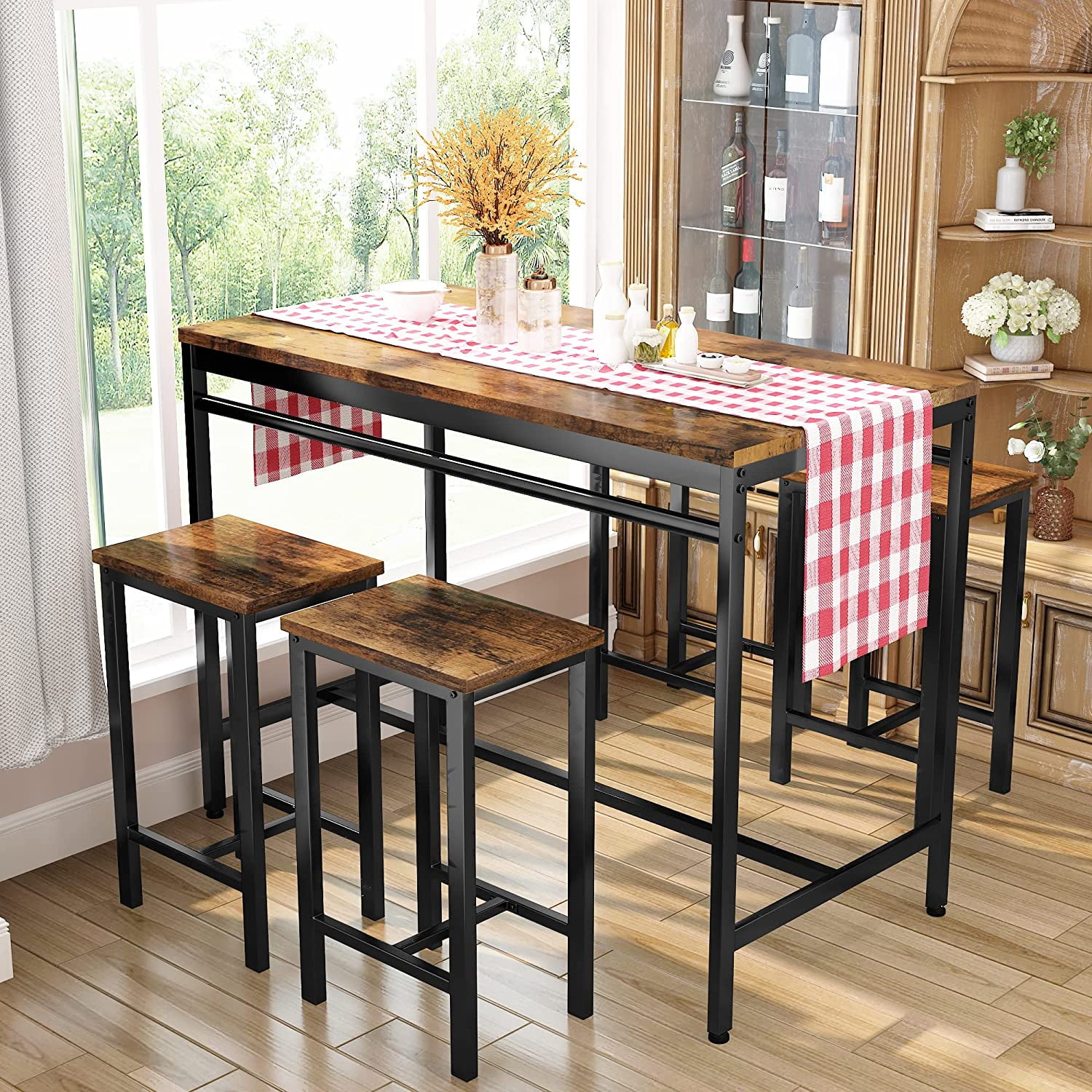 DKLGG Counter Height Dining Table Set, 43 inch Kitchen Table Set With 4 ...