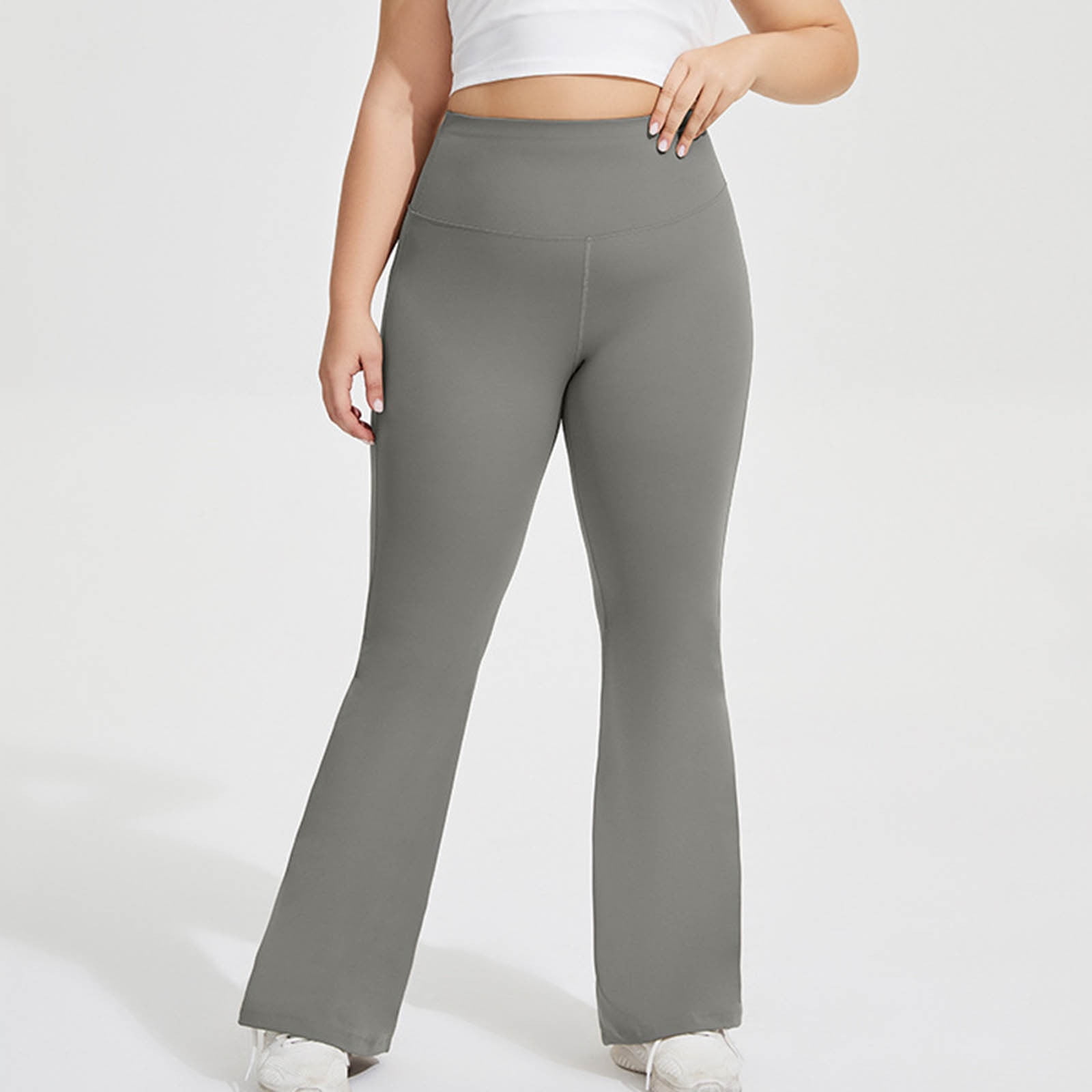 tarylea Plus Size Yoga Pants for Women Solid Color Slim Fitted Flare ...