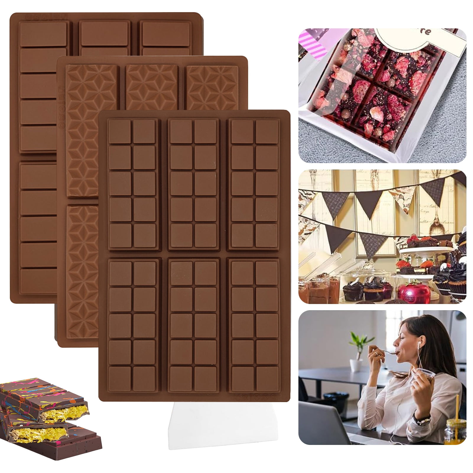 tasrioml 1 Pc/ 3 Pcs Silicone Chocolate Mold Reusable Waffles Cookies ...