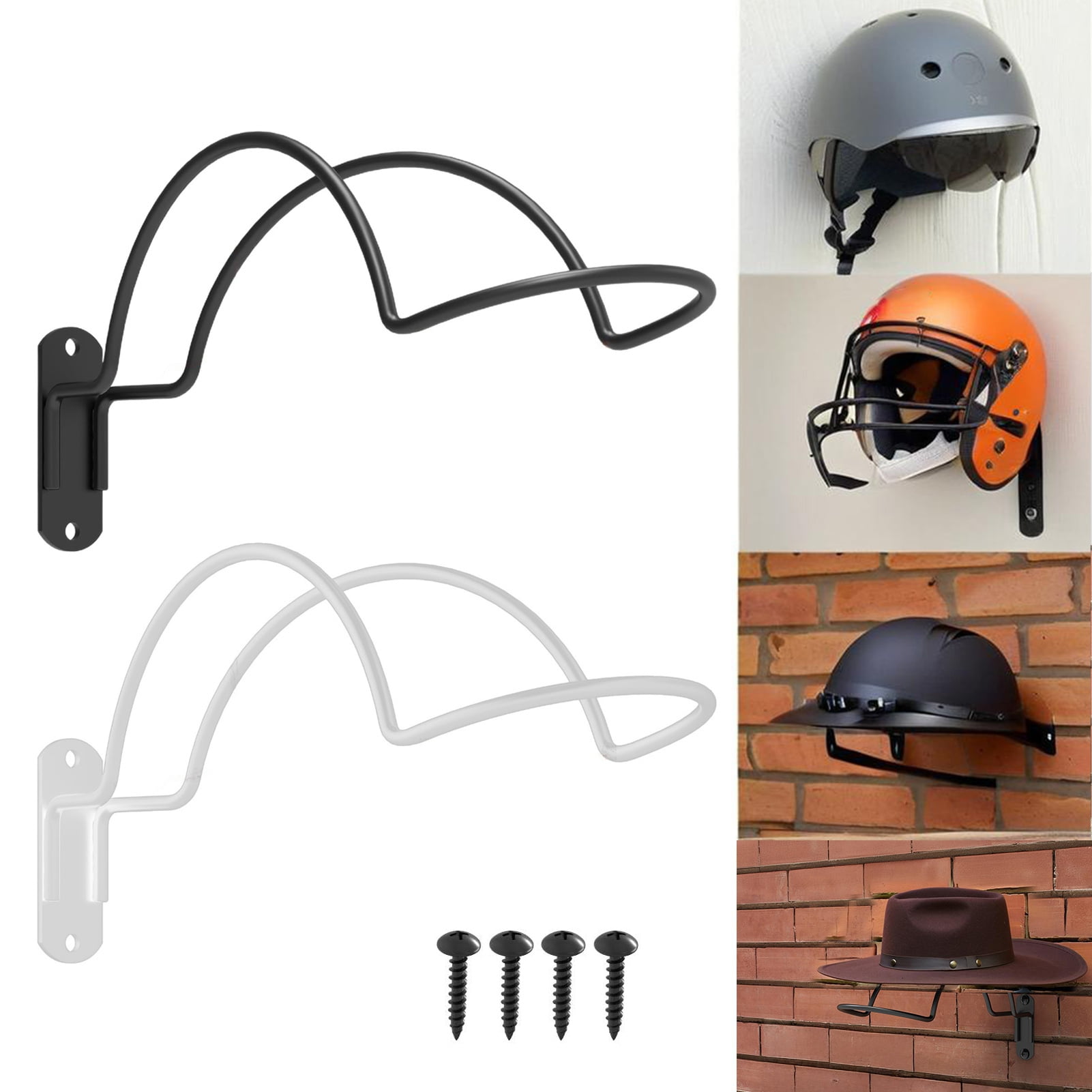 tasrioml 2Pcs Wall-Mounted Helmet Stand Easy to Install Rugged Metal ...