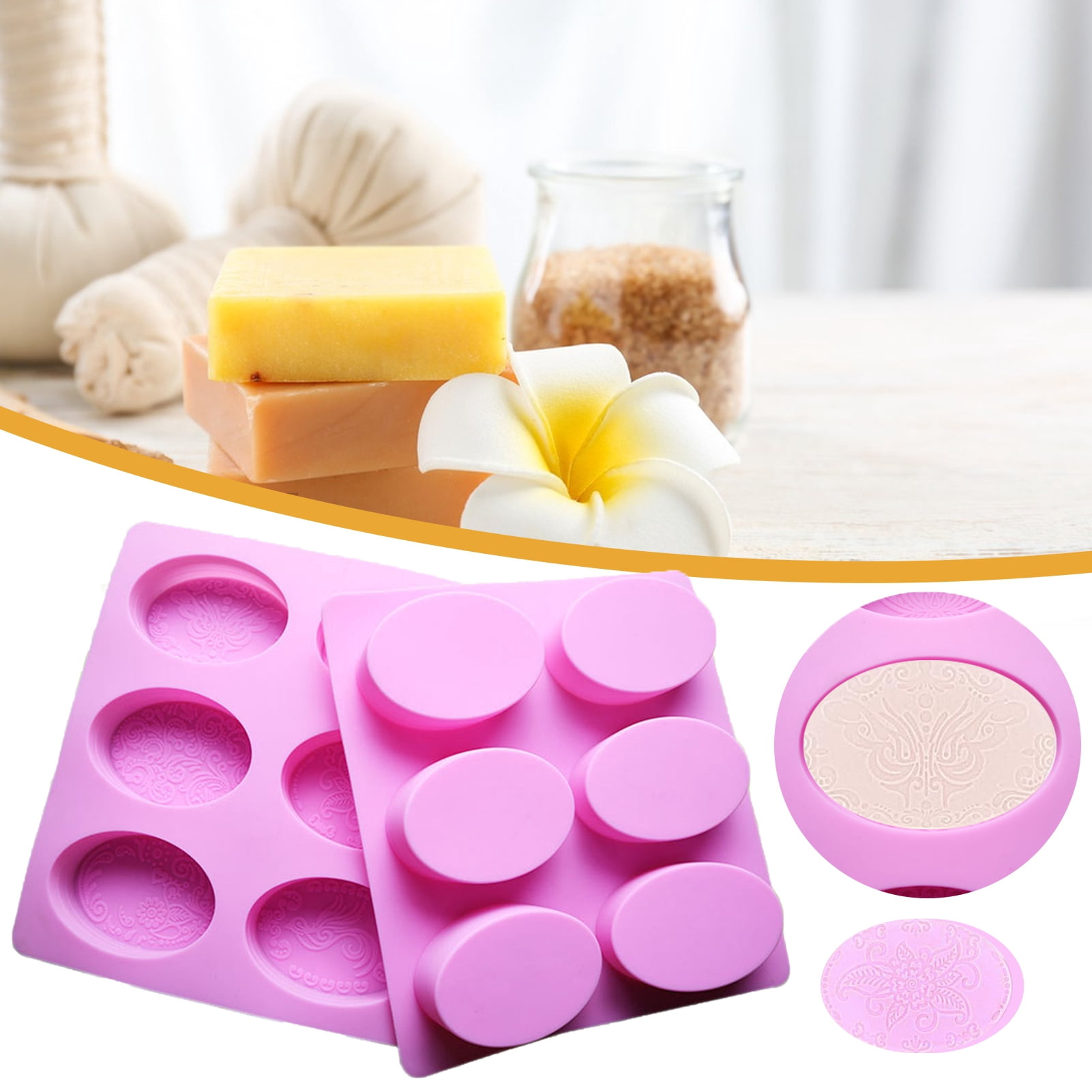tasrioml 3D Oval Round Silicone Mold for Aroma Candle Handmade Soap ...