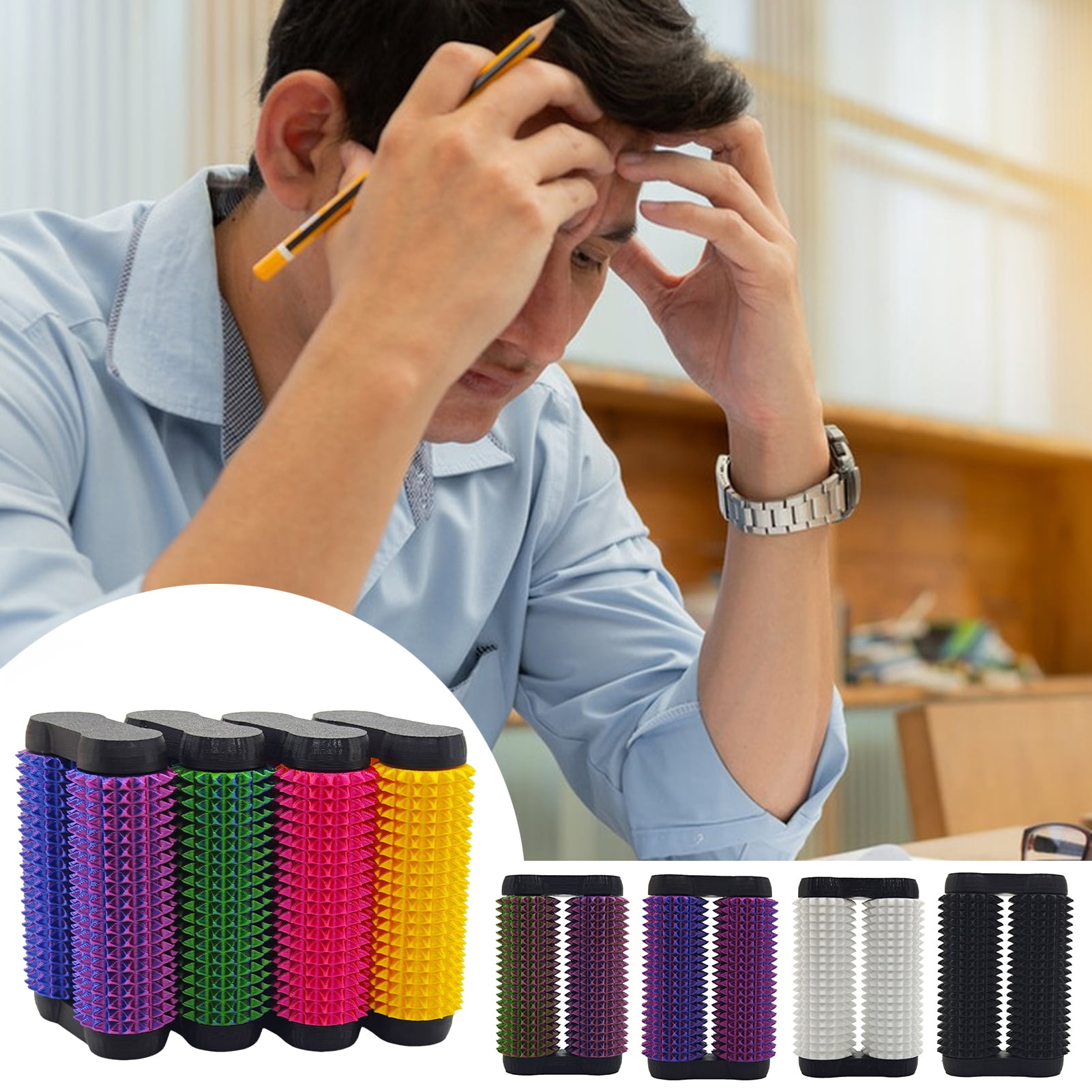 tasrioml 3D Printed Spiky Roller Fidget Toy Anxiety Stress Relief Kids ...