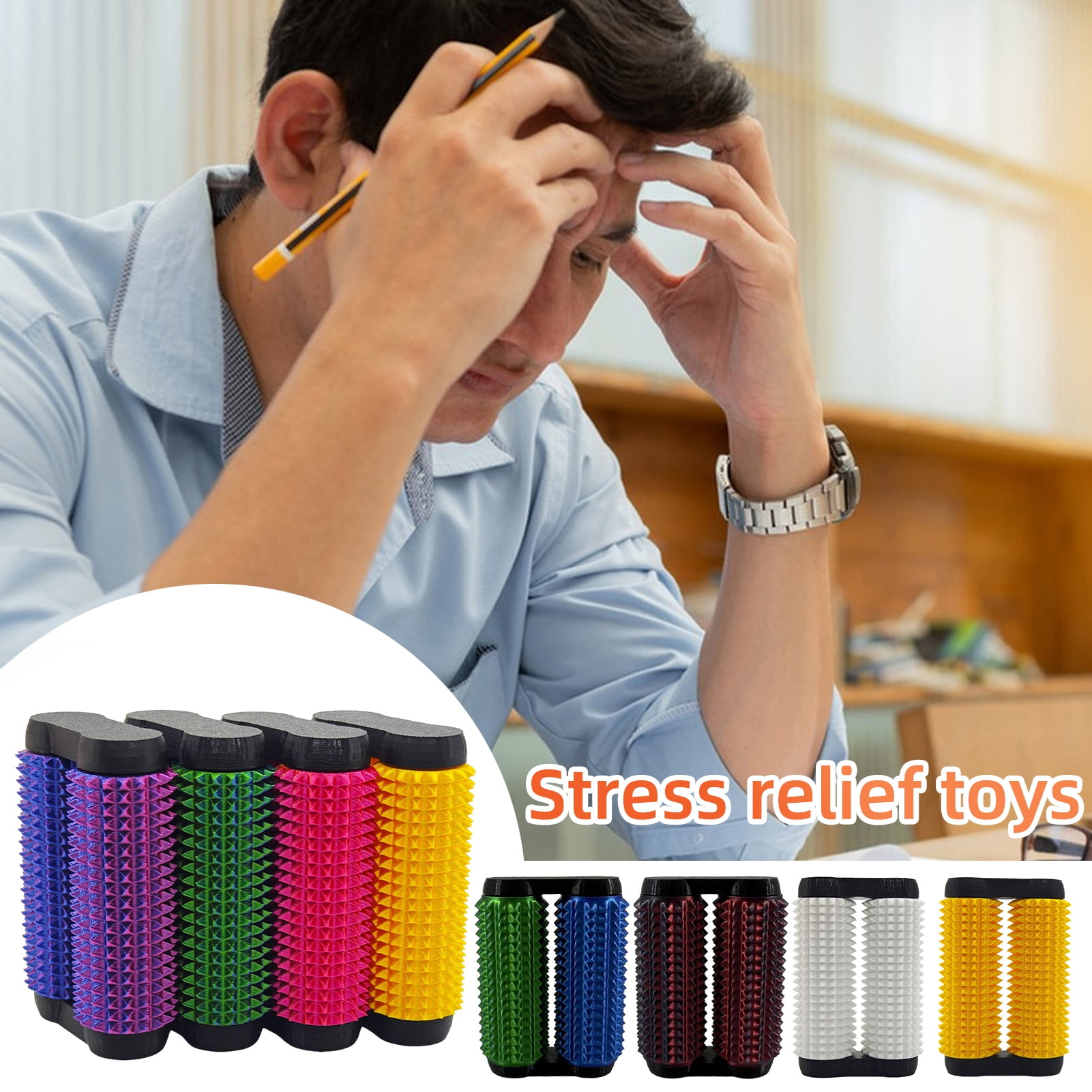 tasrioml 3D Printed Spiky Roller Fidget Toy Anxiety Stress Relief Kids ...