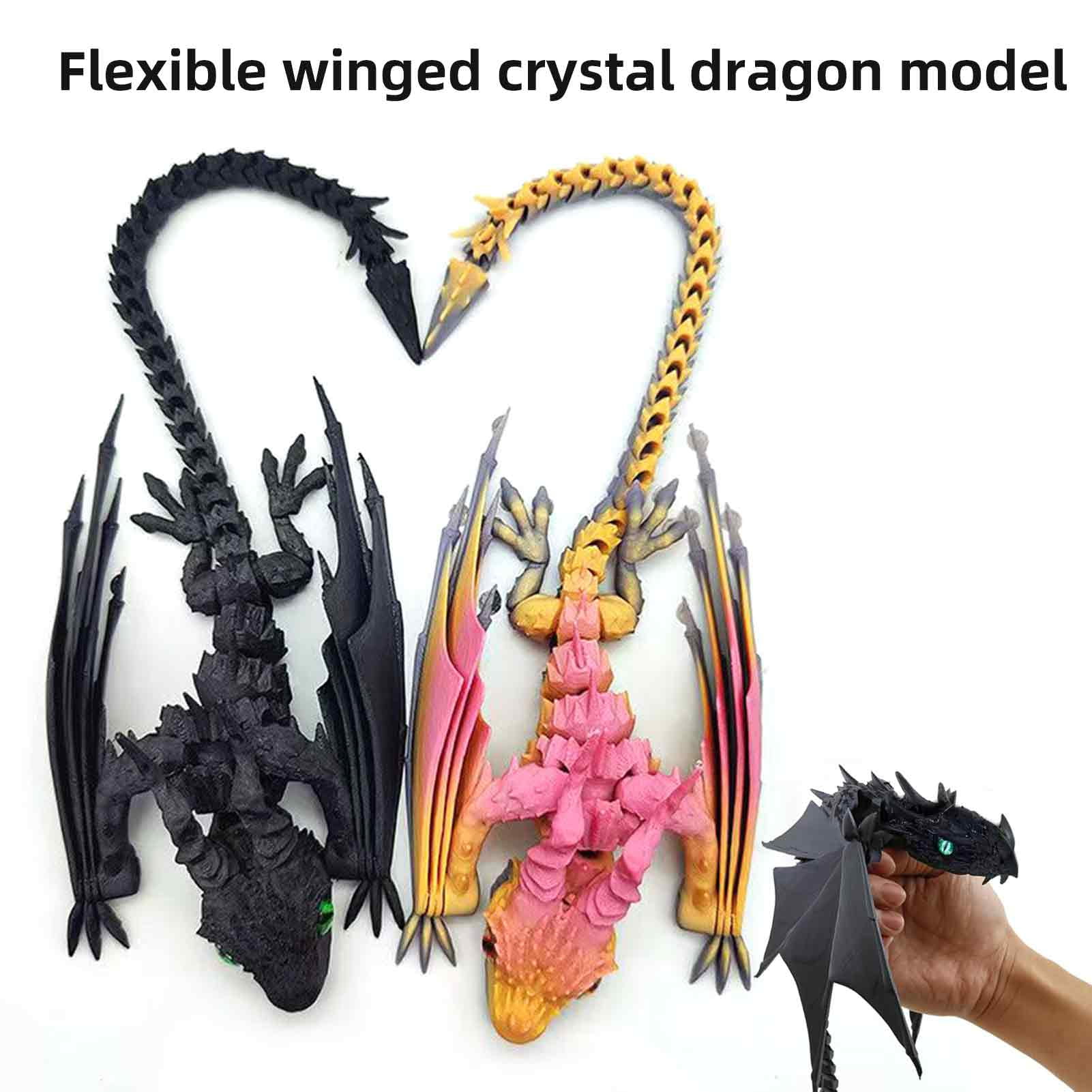tasrioml 3D Printed Winged Dragon Articulated Dragon with Horns Wings ...