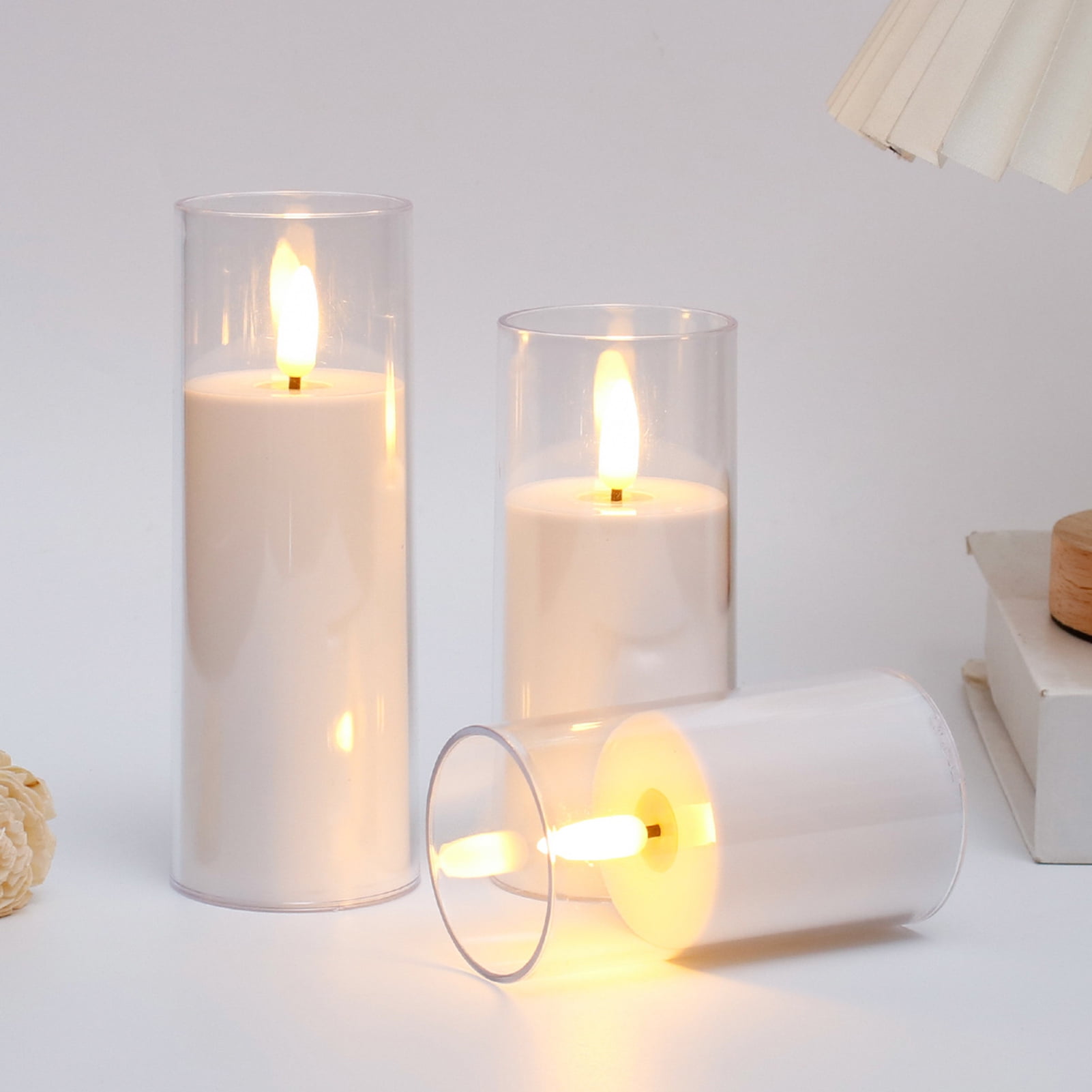 tasrioml 3Pcs Flameless LED Candles Battery Operated Flickering Candles ...