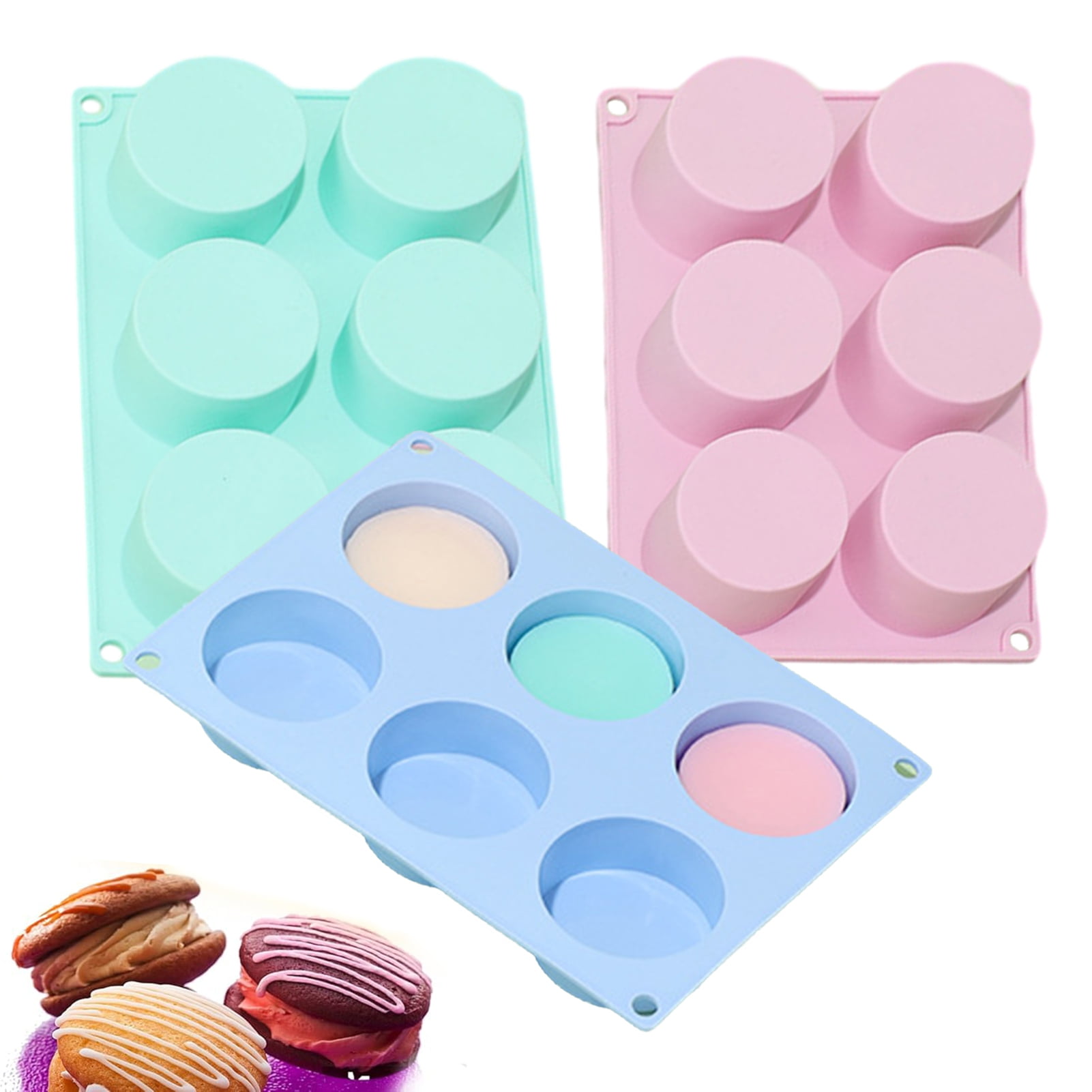 tasrioml 3Pcs Silicone Round Cake Mold Set Cylinder Candy Mold Easy ...