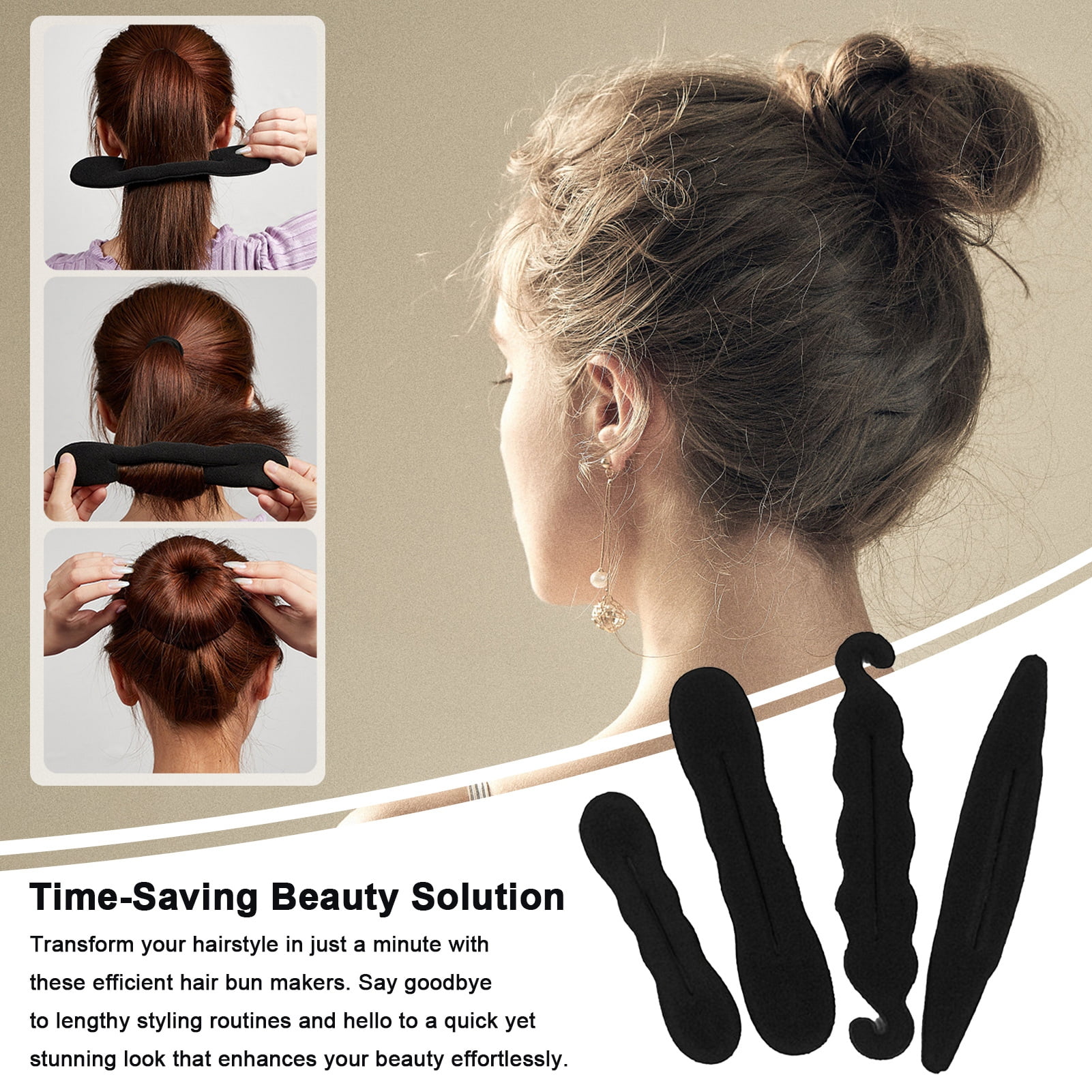 tasrioml 4Pcs/Set Hair Bun Maker Sponge Hair Curler Deft Bun Twister ...