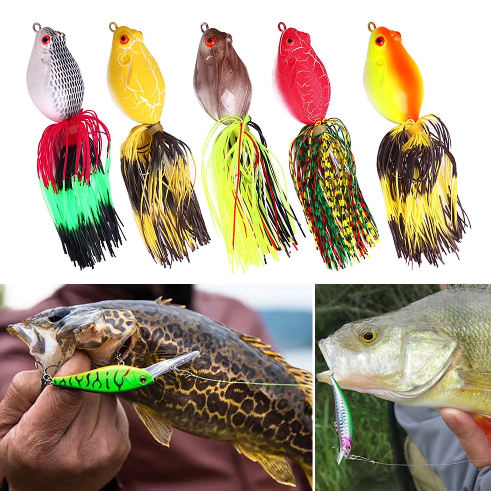 tasrioml 5Pcs 10CM/13.5G Topwater Frog Lure Kit Floating Artificial ...