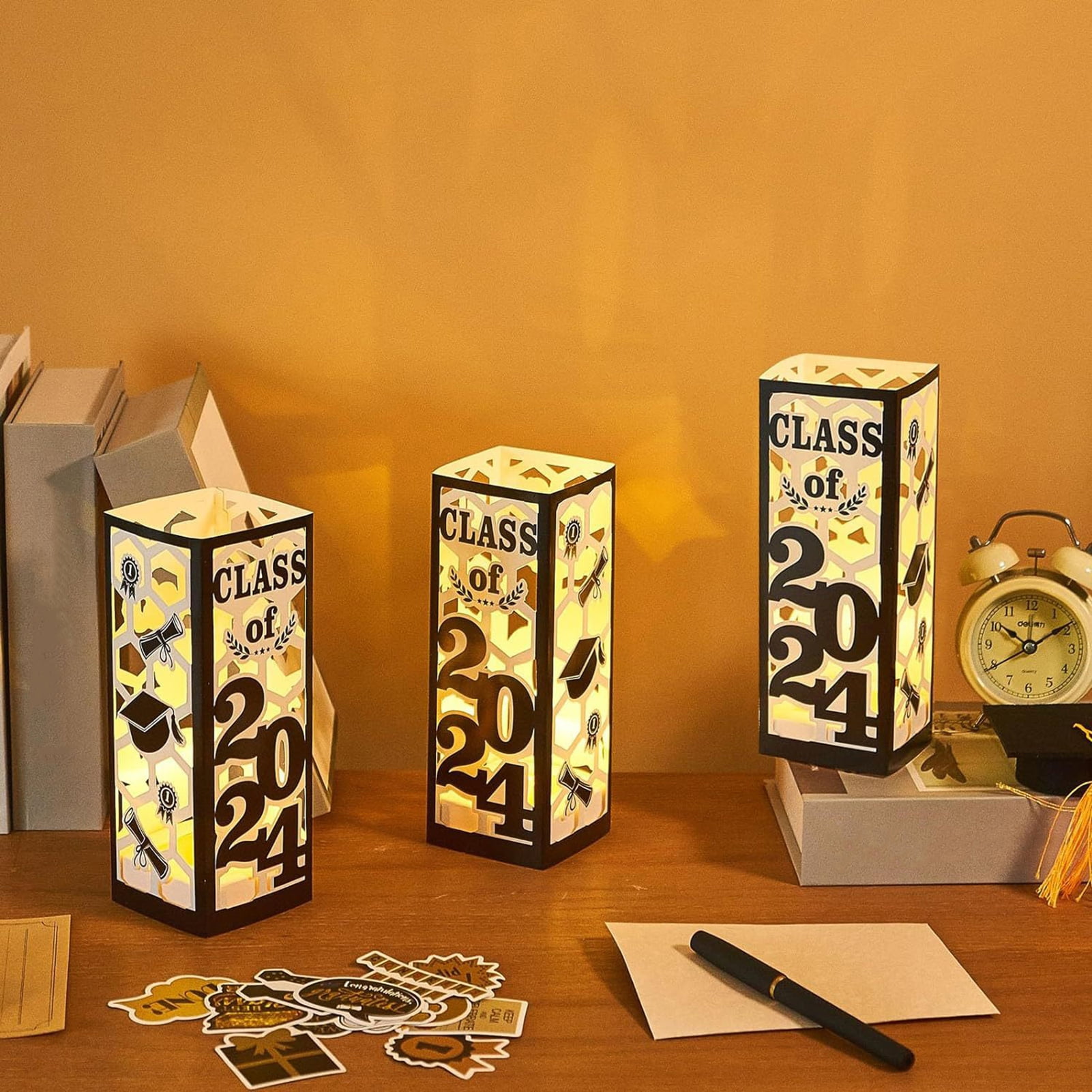 tasrioml 6 Pcs Lighted Graduation Centerpieces Class of 2025 Lantern ...