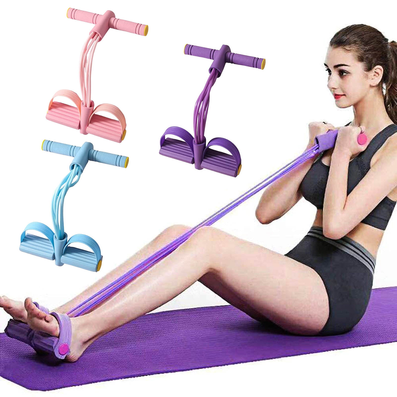 tasrioml 6-Tube Pedal Resistance Band Multifunction Tension Rope Elastic Yoga Pedal Puller Body ...