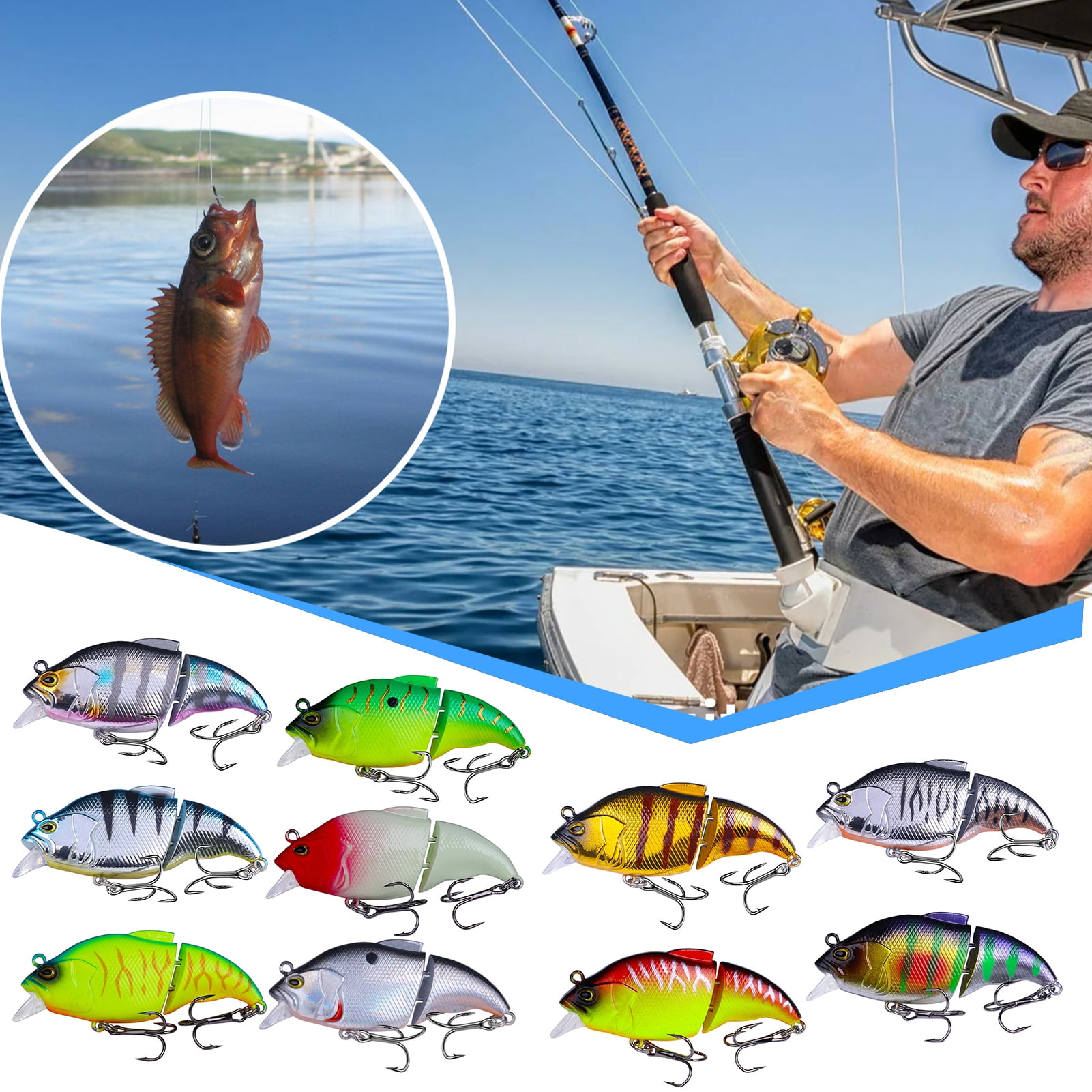 tasrioml 7.5CM/12G Multi-Jointed VIB Fishing Lure with Hooks Realistic ...