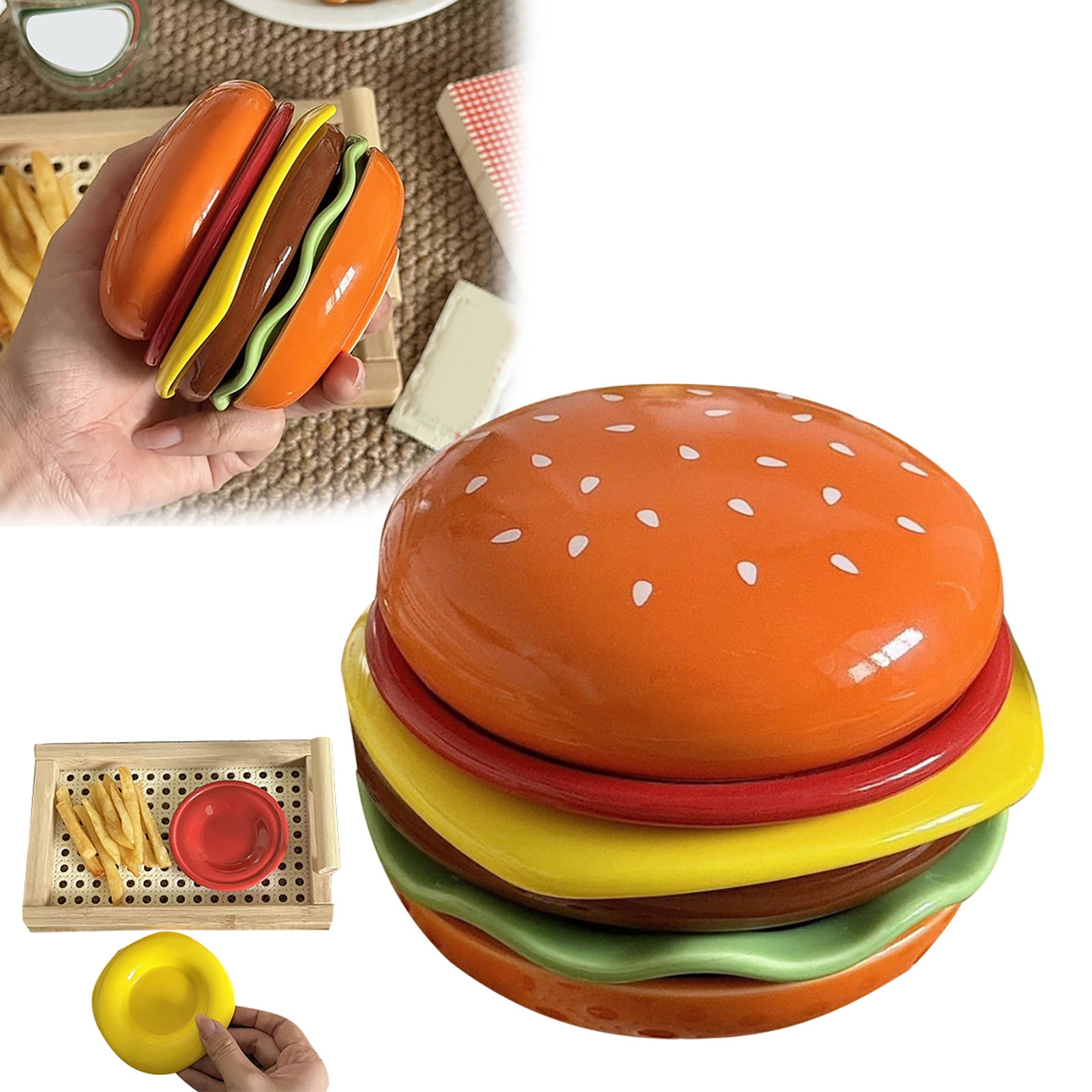 tasrioml Burger Stackable Plate Set 6-Layer Mini Dinner Plate for Sauce ...