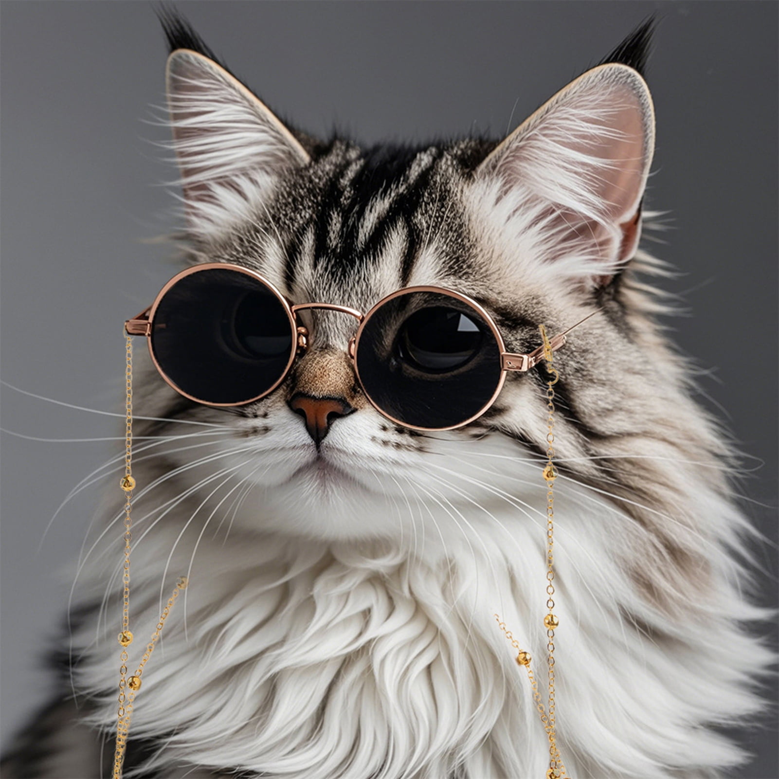 tasrioml Cat Sunglasses Retro Pet Glasses with Gold Chain for Cats ...