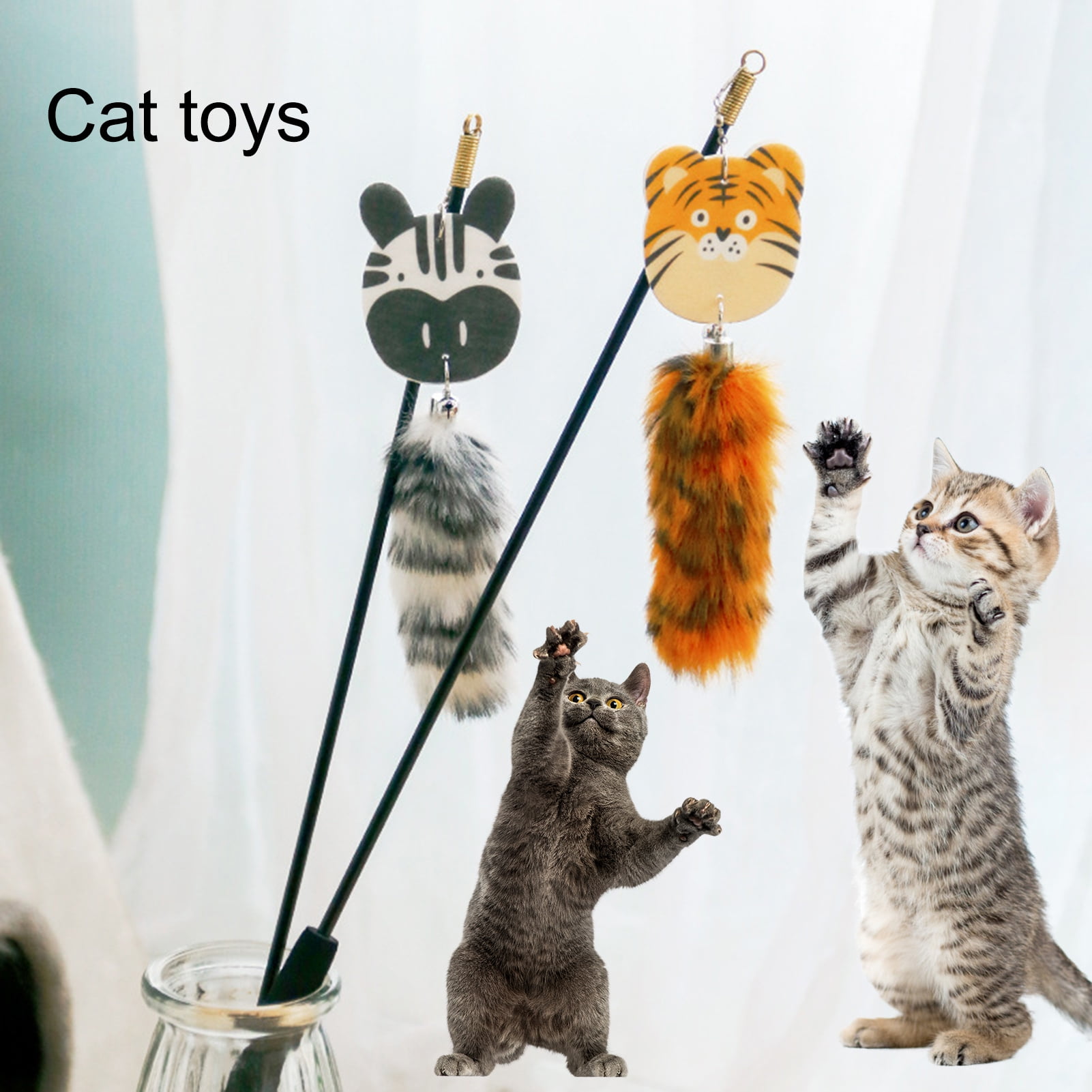 tasrioml Cat Teaser Rod Plush Tail Design Adorable Appearance Cartoon ...