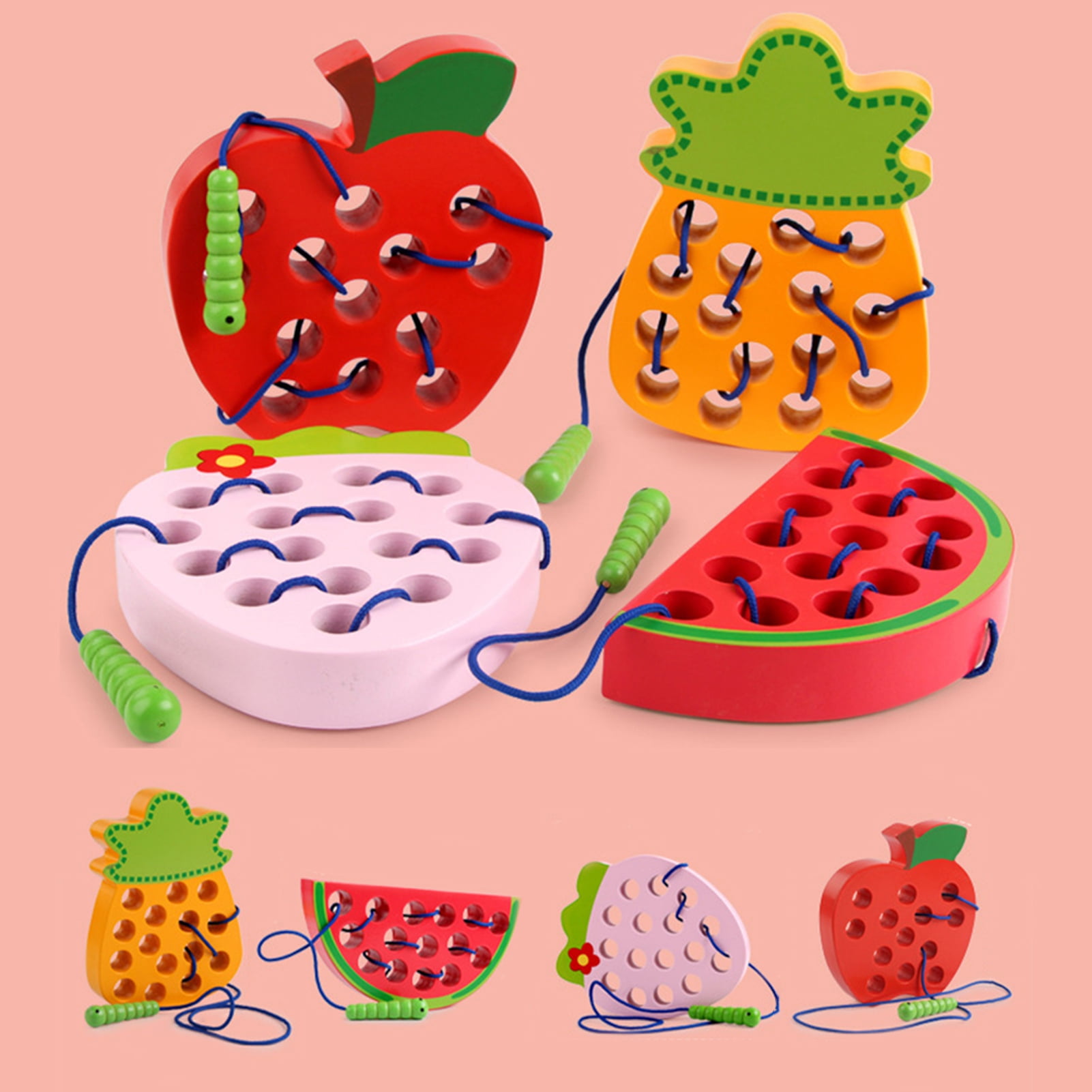 tasrioml Caterpillar Fruits Threading Toy Fine Motor Skills Preschool ...