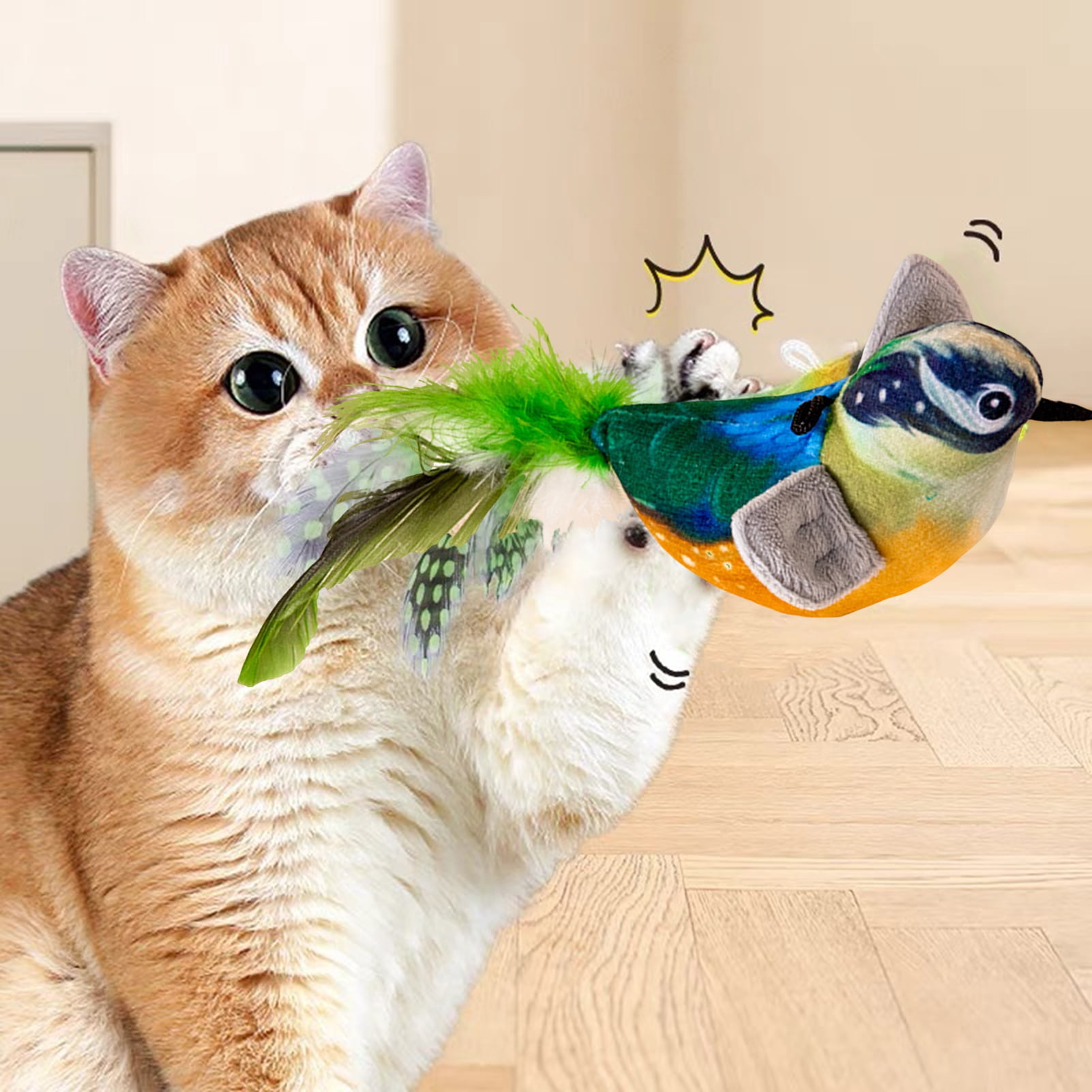 tasrioml Chirping Bird Cat Toy Interactive Simulation Electric Bird ...