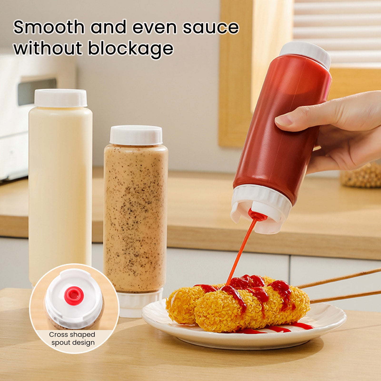 tasrioml Condiment Dispenser Squeeze Sauce Bottle Big Capacity Reusable ...