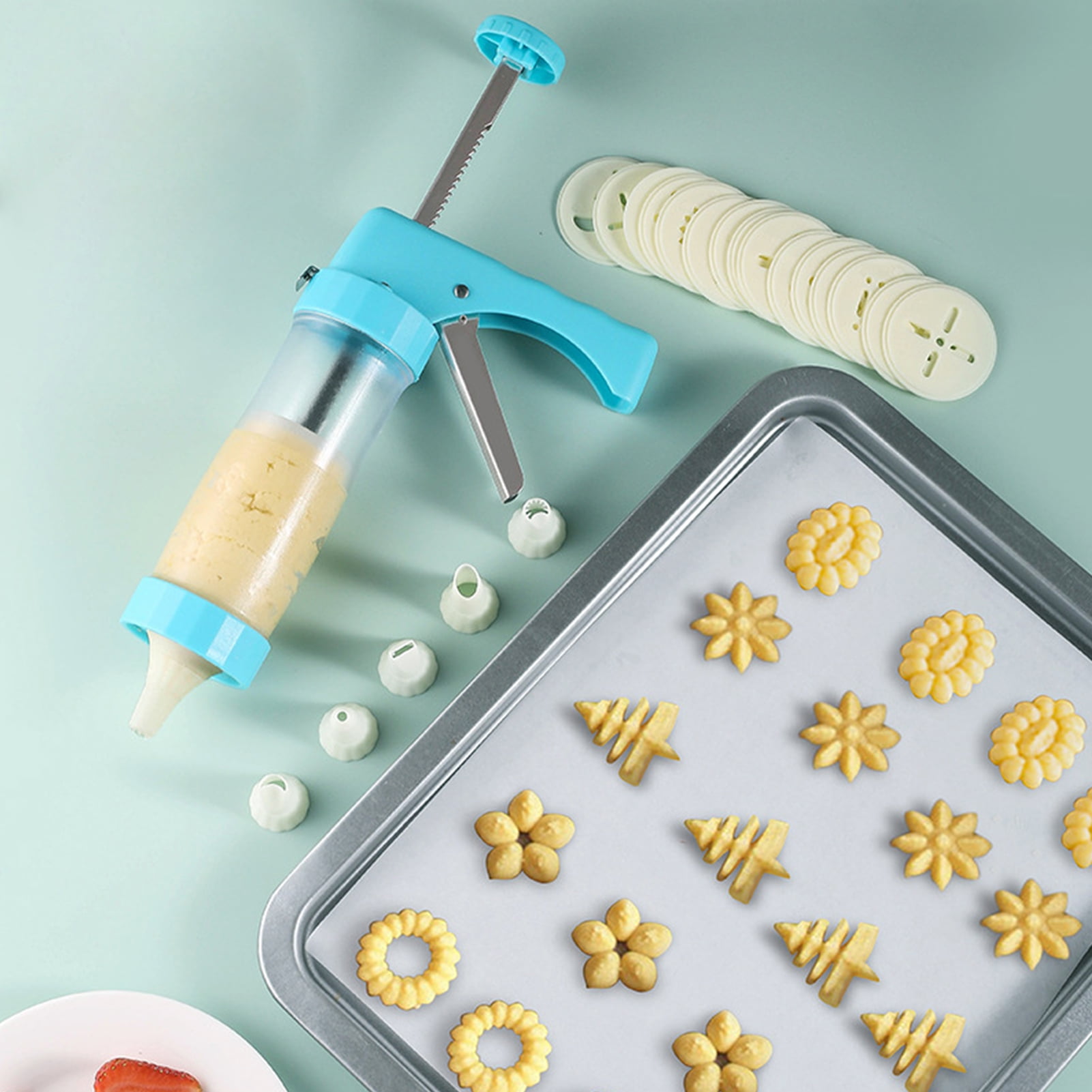 tasrioml Cookie Press Kit Stainless Steel Cookie Cutters 16 Discs 6 ...