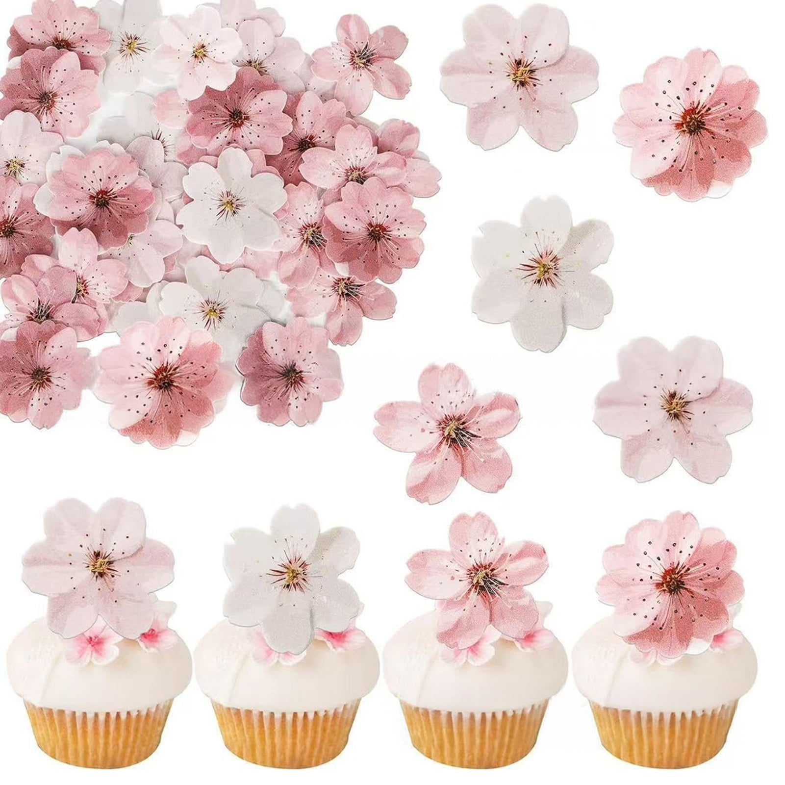 tasrioml Edible Paper Flower Cake Decorations Cherry Sakura Dessert ...