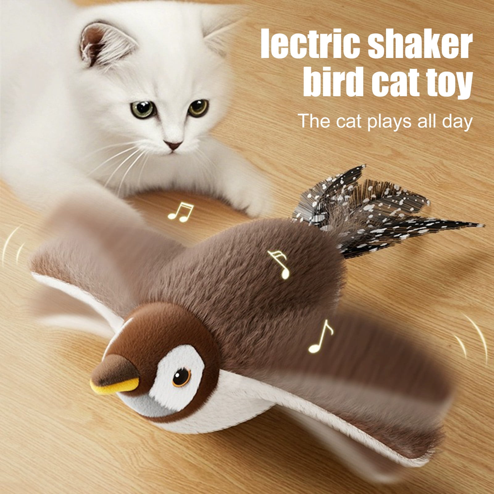 tasrioml Flapping Wings Birds Cat Toy Interactive Flying Sparrow with ...