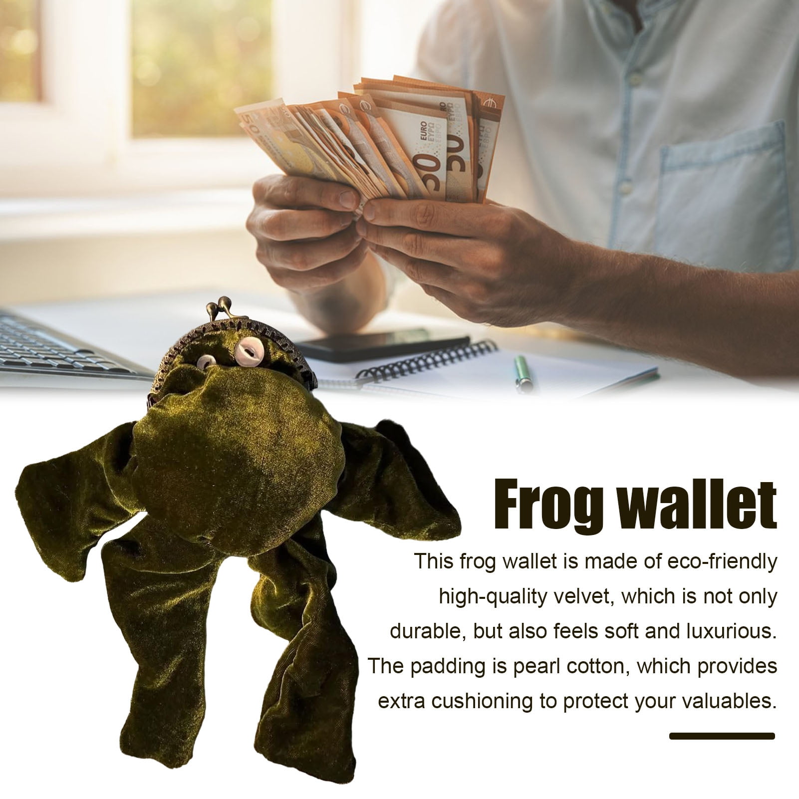 tasrioml Frog Coin Wallet Plush Velvet Frog Purse Kiss Lock Wallet ...
